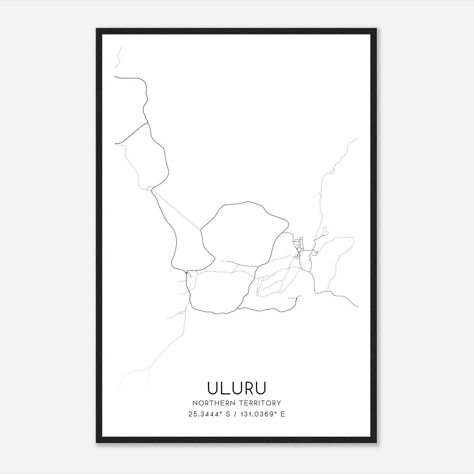 Uluru Northern Territory Map Poster, Uluru City Road Wall Art Print ...