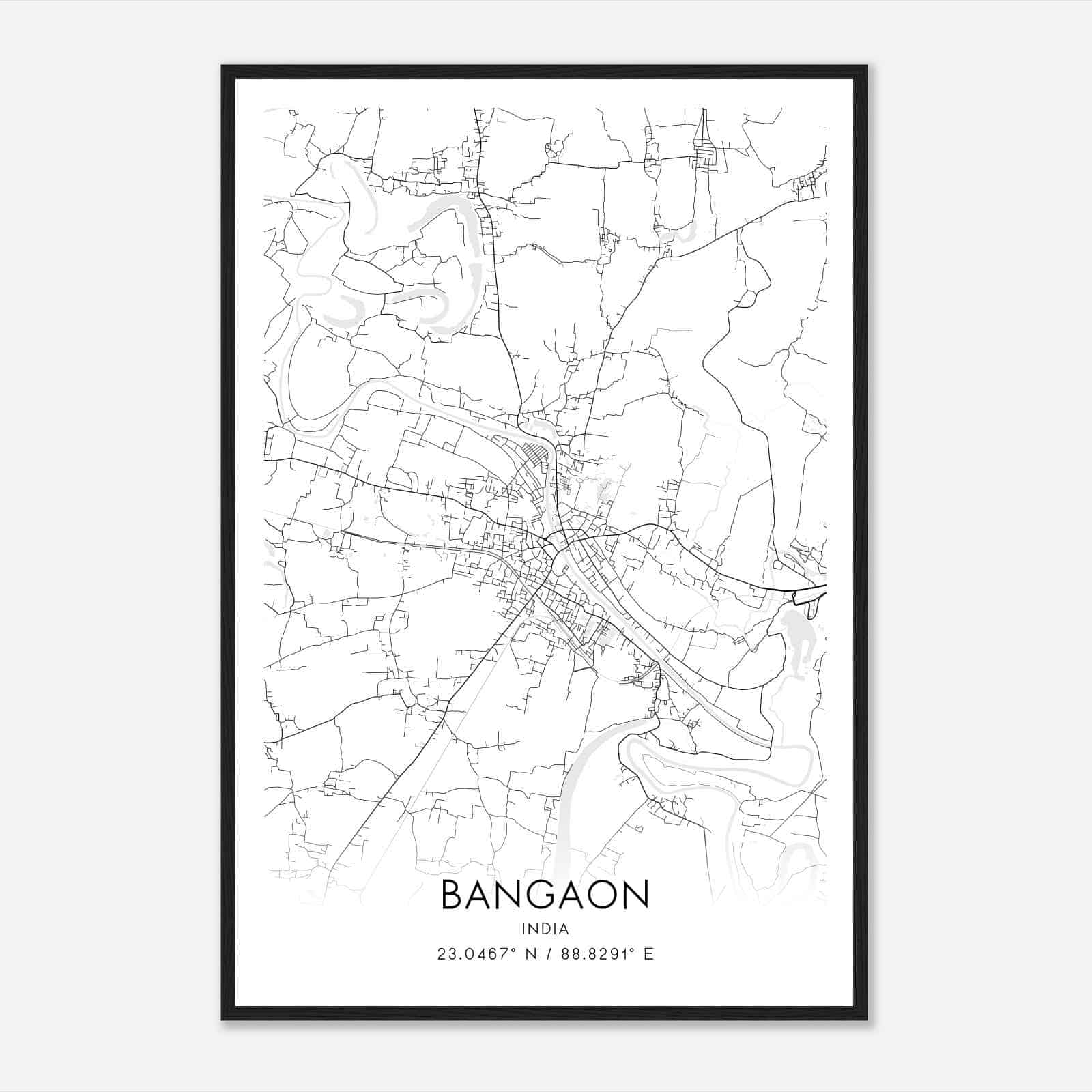 Bangaon India Map Poster, Bangaon City Road Wall Art Print - Custom ...