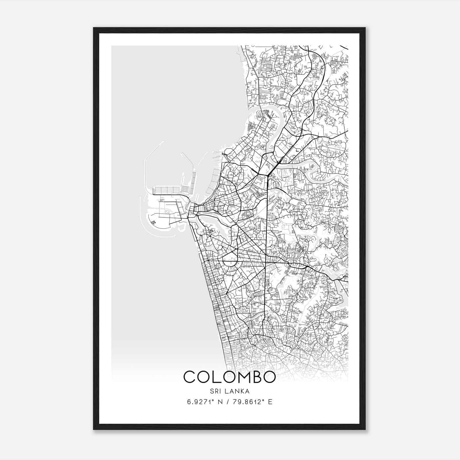 Colombo Sri Lanka Map Poster, Colombo City Road Wall Art Print - Custom ...