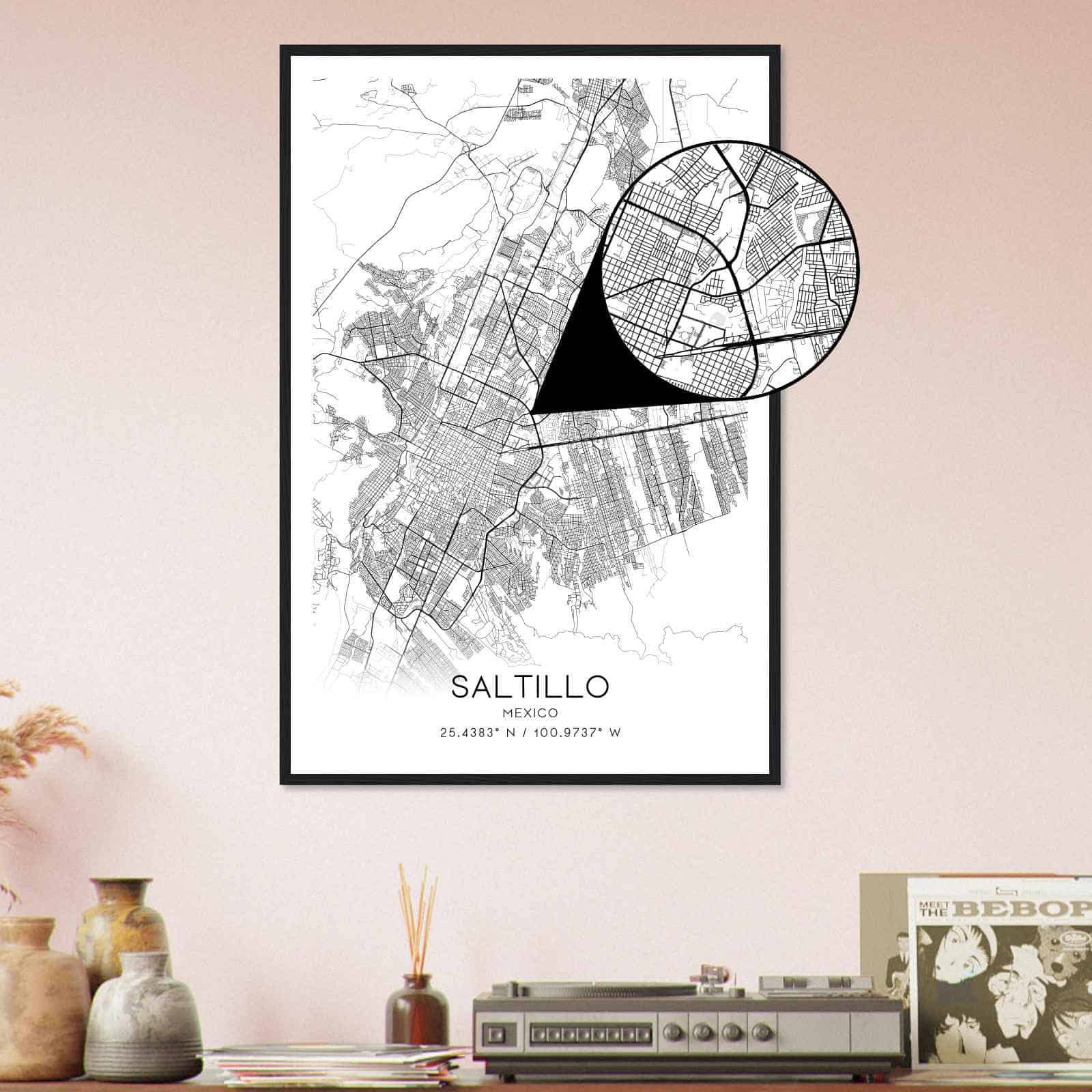 Saltillo Mexico Map Poster, Saltillo City Road Wall Art Print - Custom ...