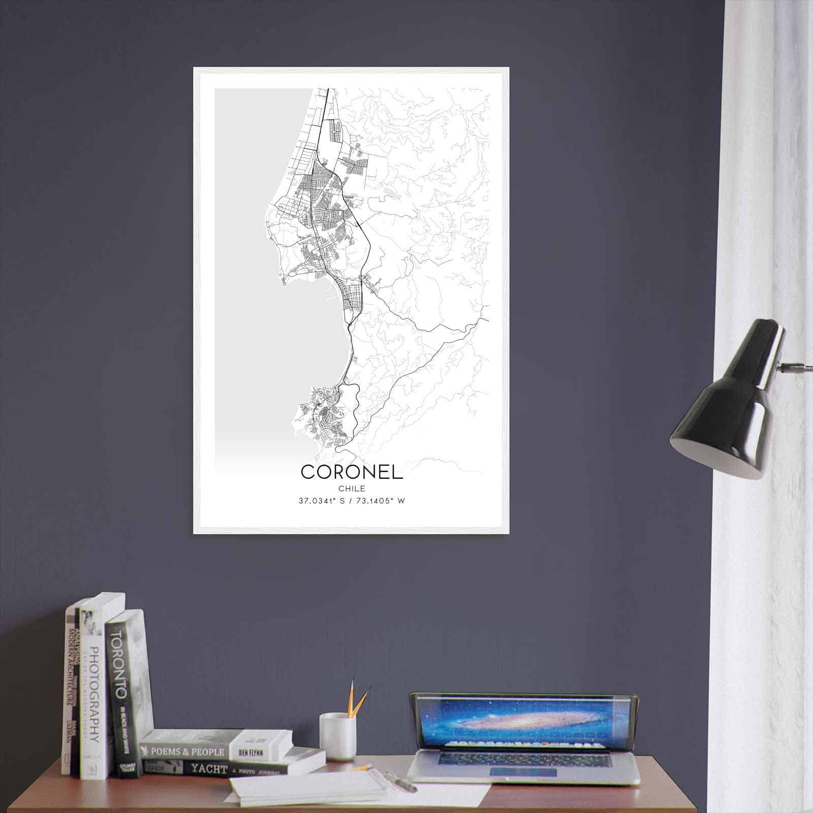 Coronel Chile Map Poster, Coronel City Road Wall Art Print - Custom ...