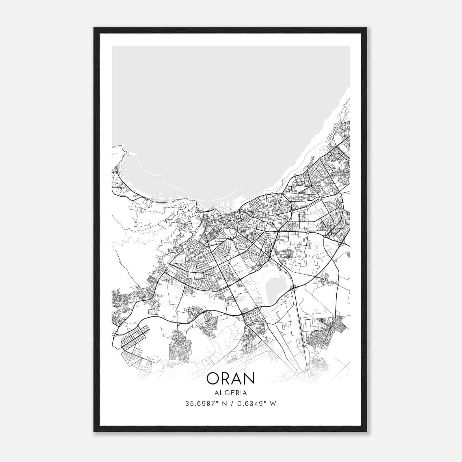 Oran Algeria Map Poster, Oran City Road Wall Art Print - Custom Maps ...