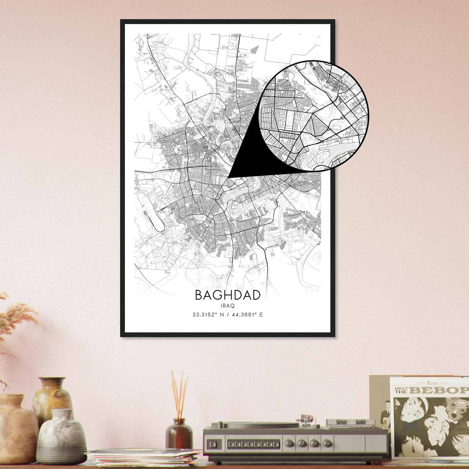 Baghdad Iraq Map Poster, Baghdad City Road Wall Art Print - Custom Maps ...