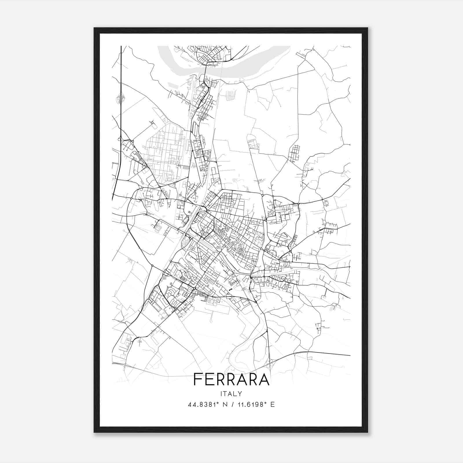 Ferrara Italy Map Poster, Ferrara City Road Wall Art Print - Custom ...