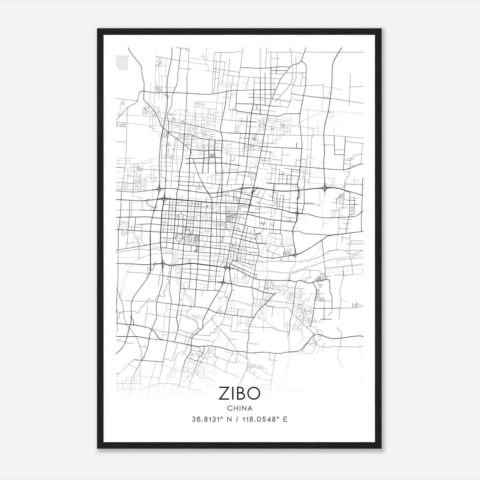 Zibo China Map Poster, Zibo City Road Wall Art Print - Custom Maps ...