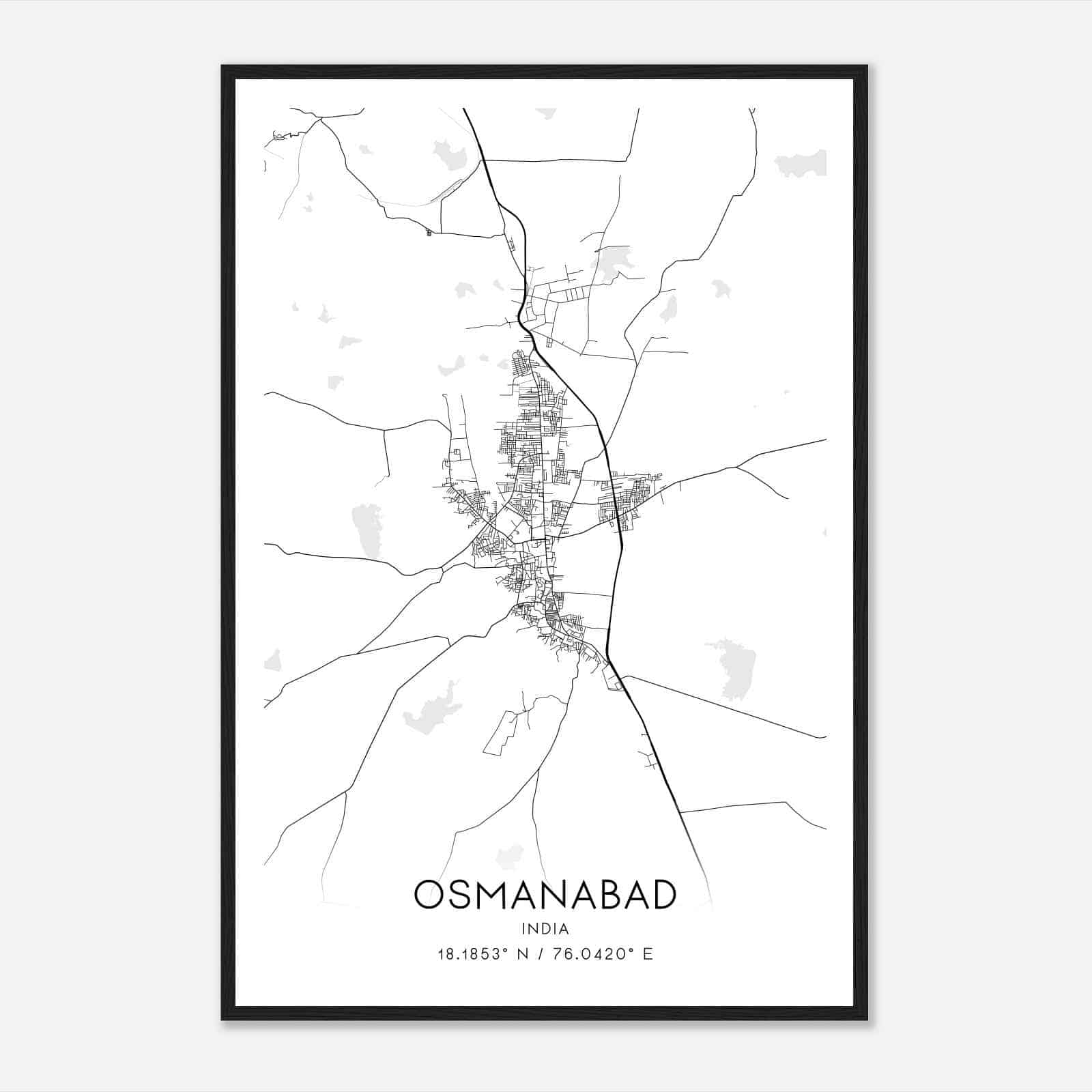Osmanabad India Map Poster, Osmanabad City Road Wall Art Print - Custom ...