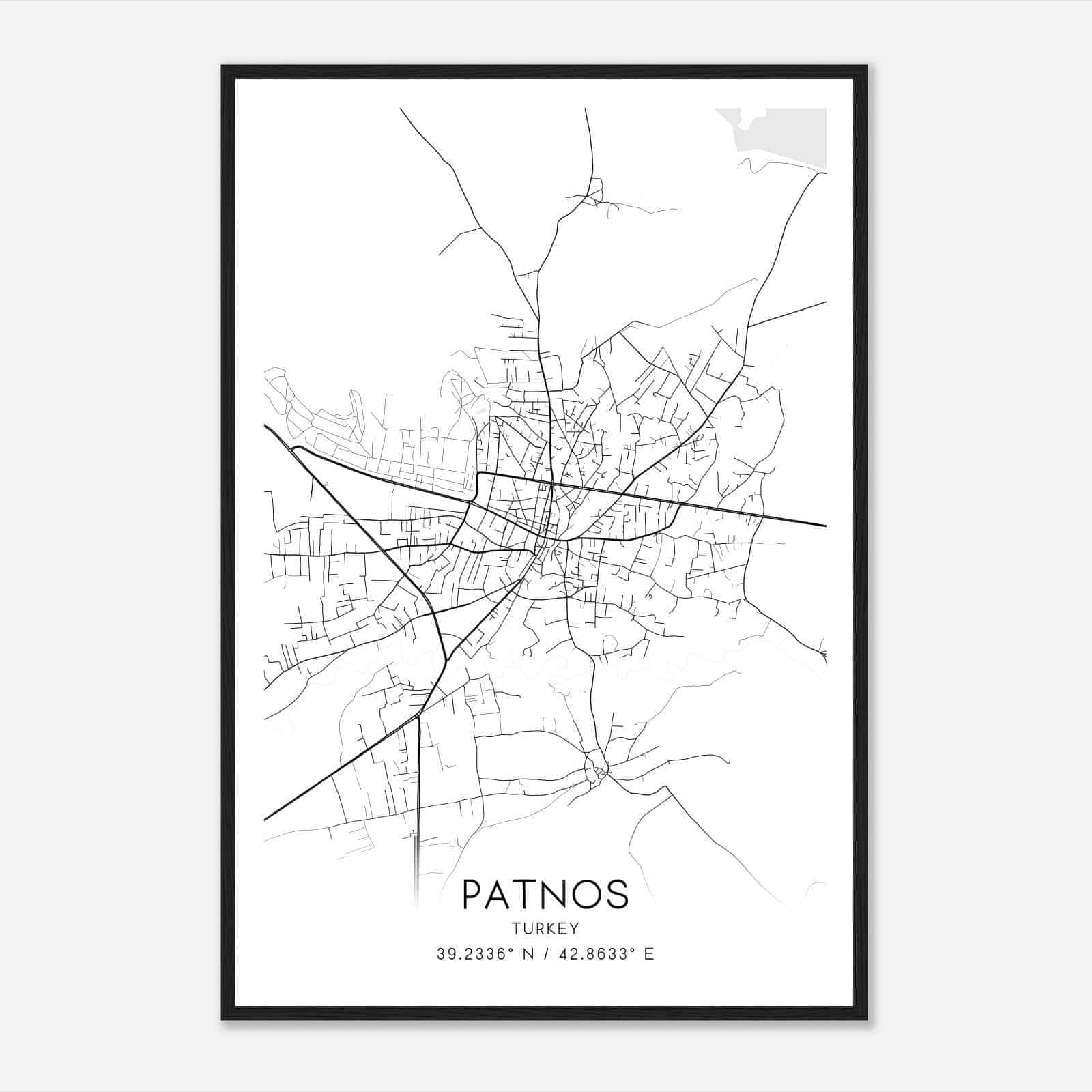 Patnos Turkey Map Poster, Patnos City Road Wall Art Print - Custom Maps ...