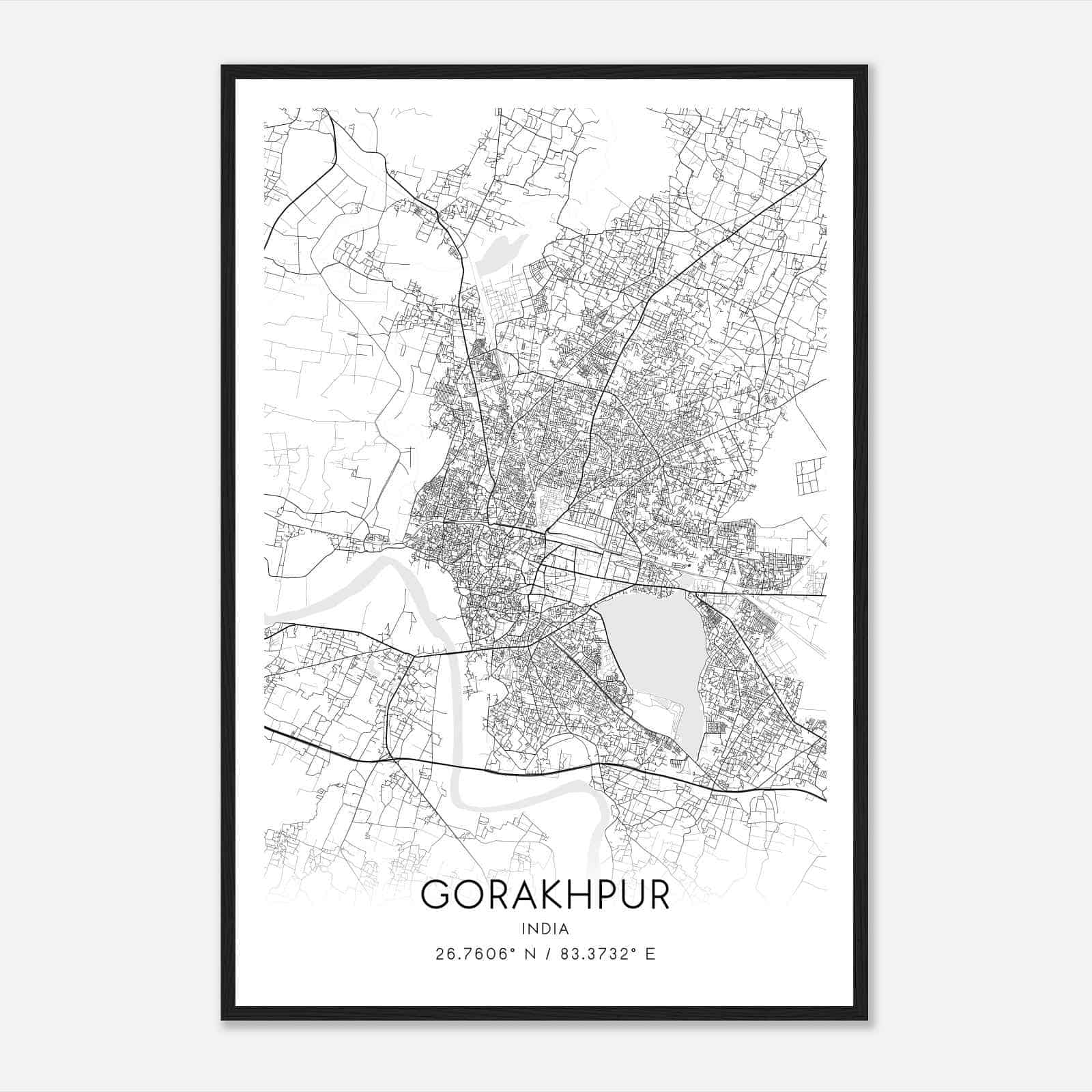 Gorakhpur India Map Poster, Gorakhpur City Road Wall Art Print - Custom ...
