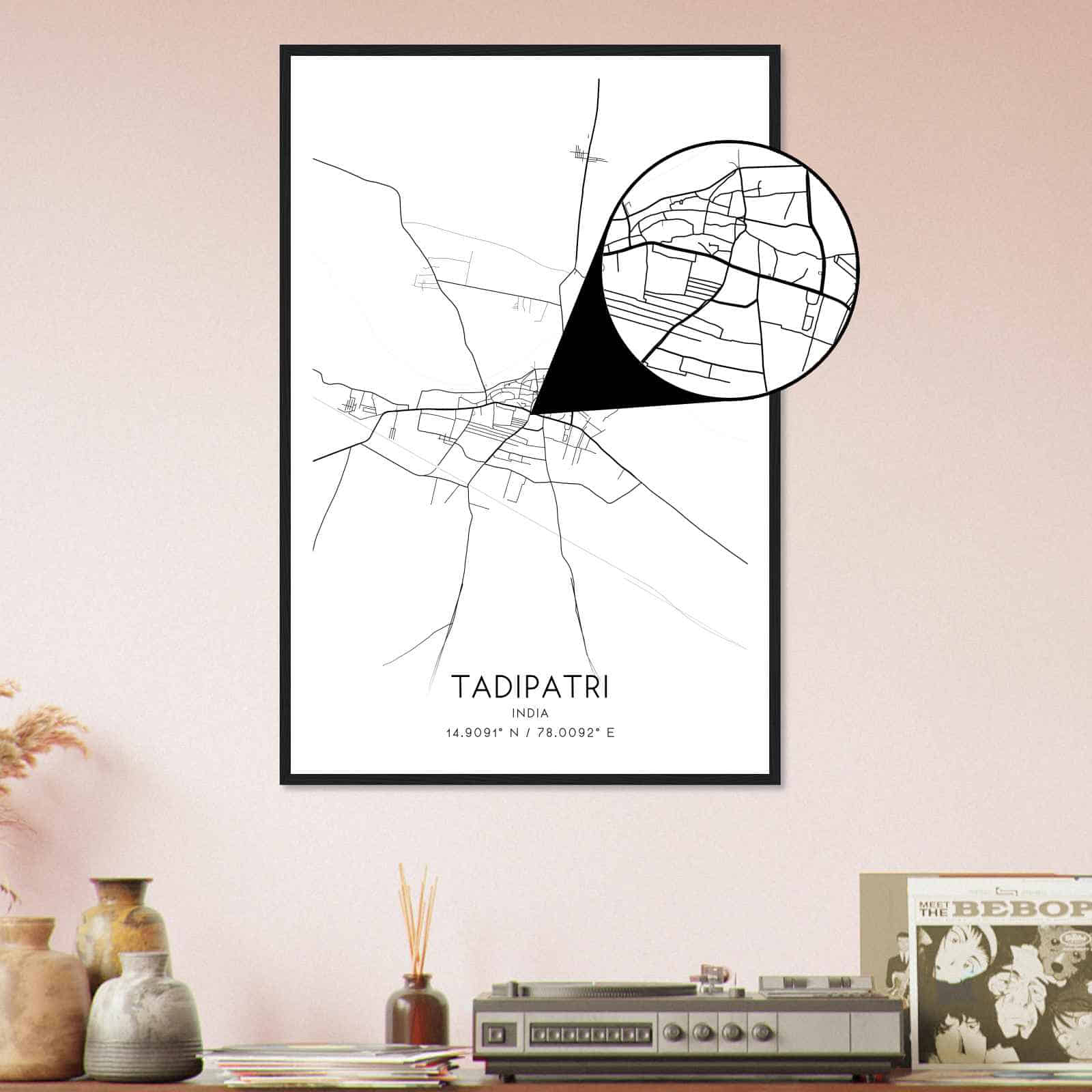 Tadipatri India Map Poster, Tadipatri City Road Wall Art Print - Custom ...
