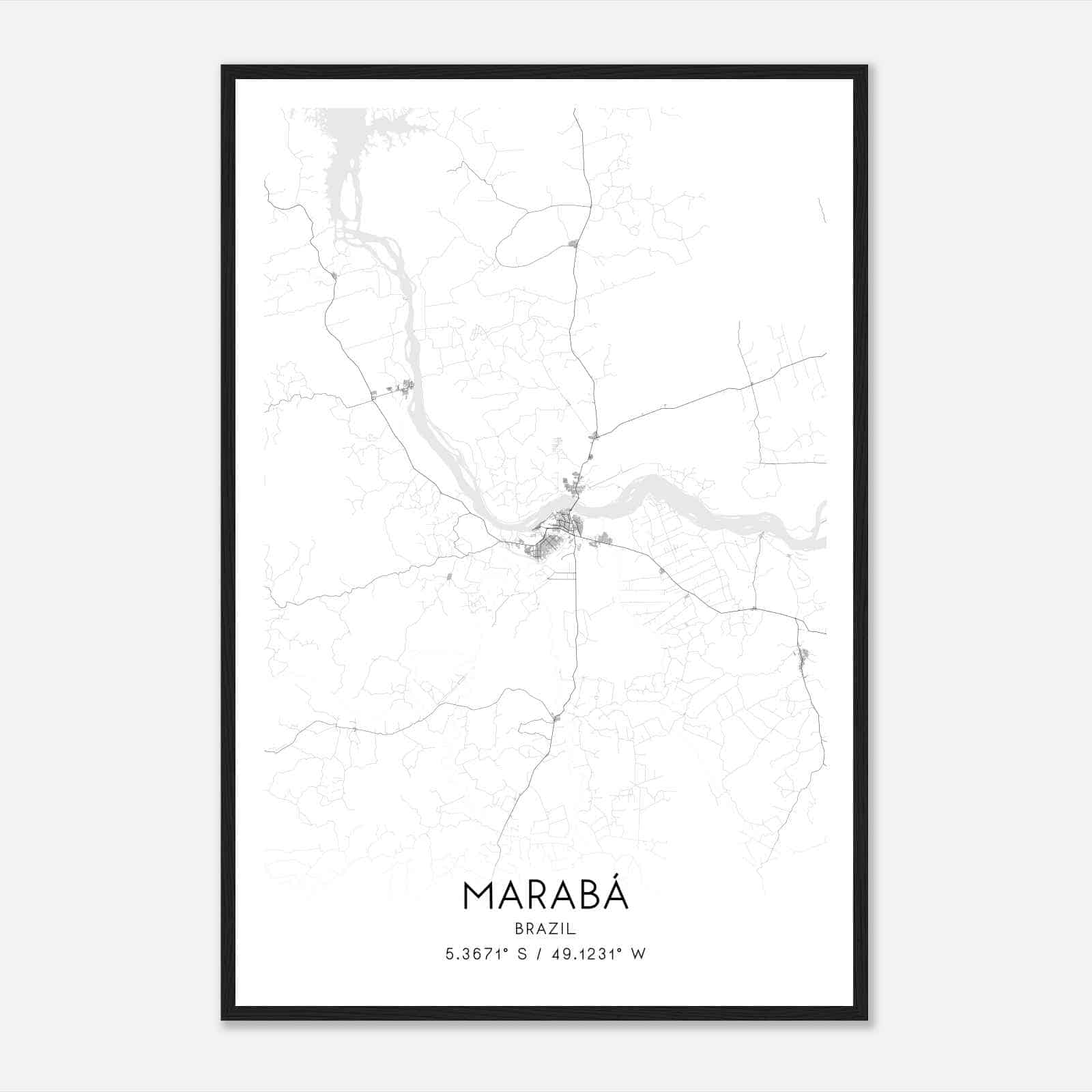 Maraba Brazil Map Poster, Maraba City Road Wall Art Print - Custom Maps ...