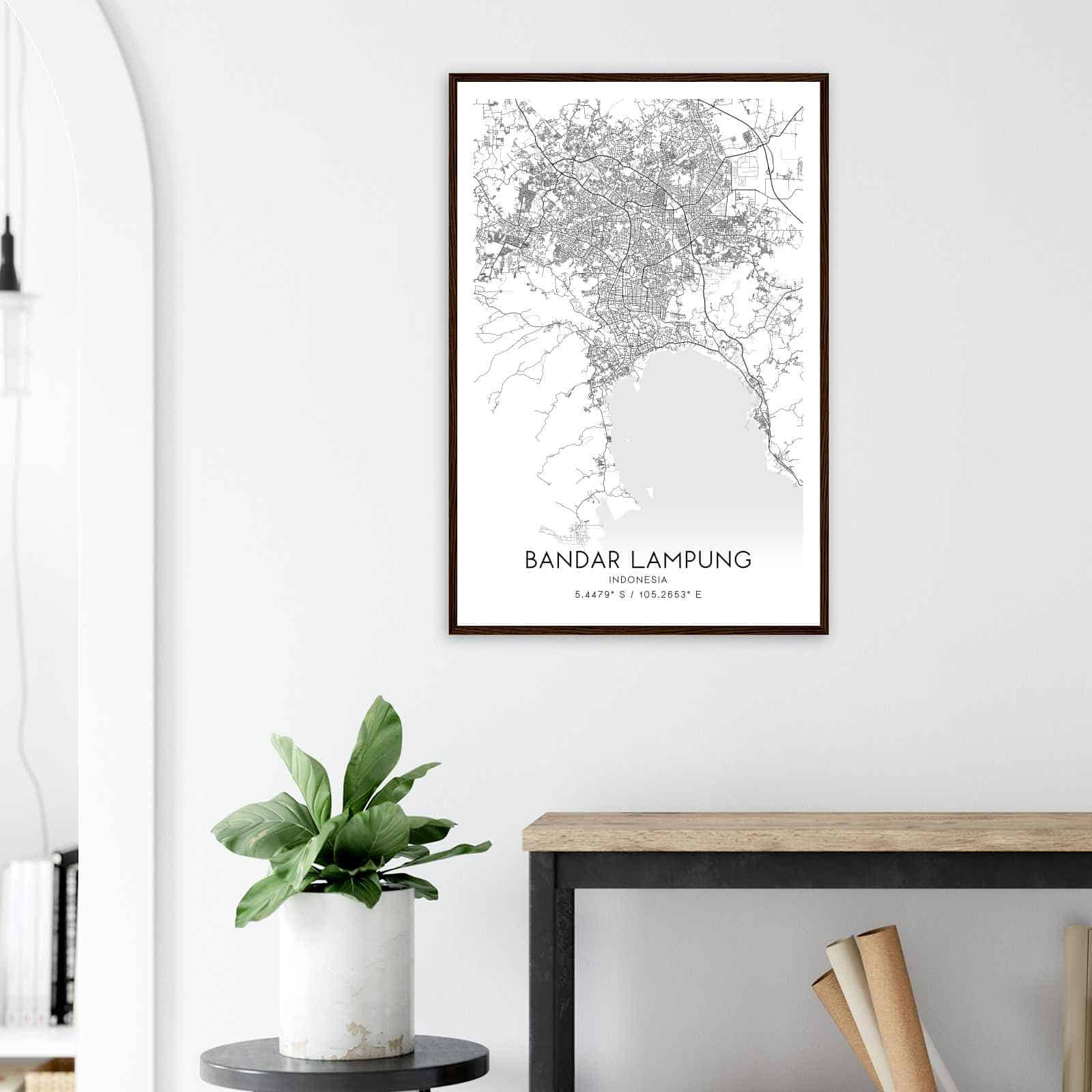 Bandar Lampung Indonesia Map Poster, Bandar Lampung City Road Wall Art ...