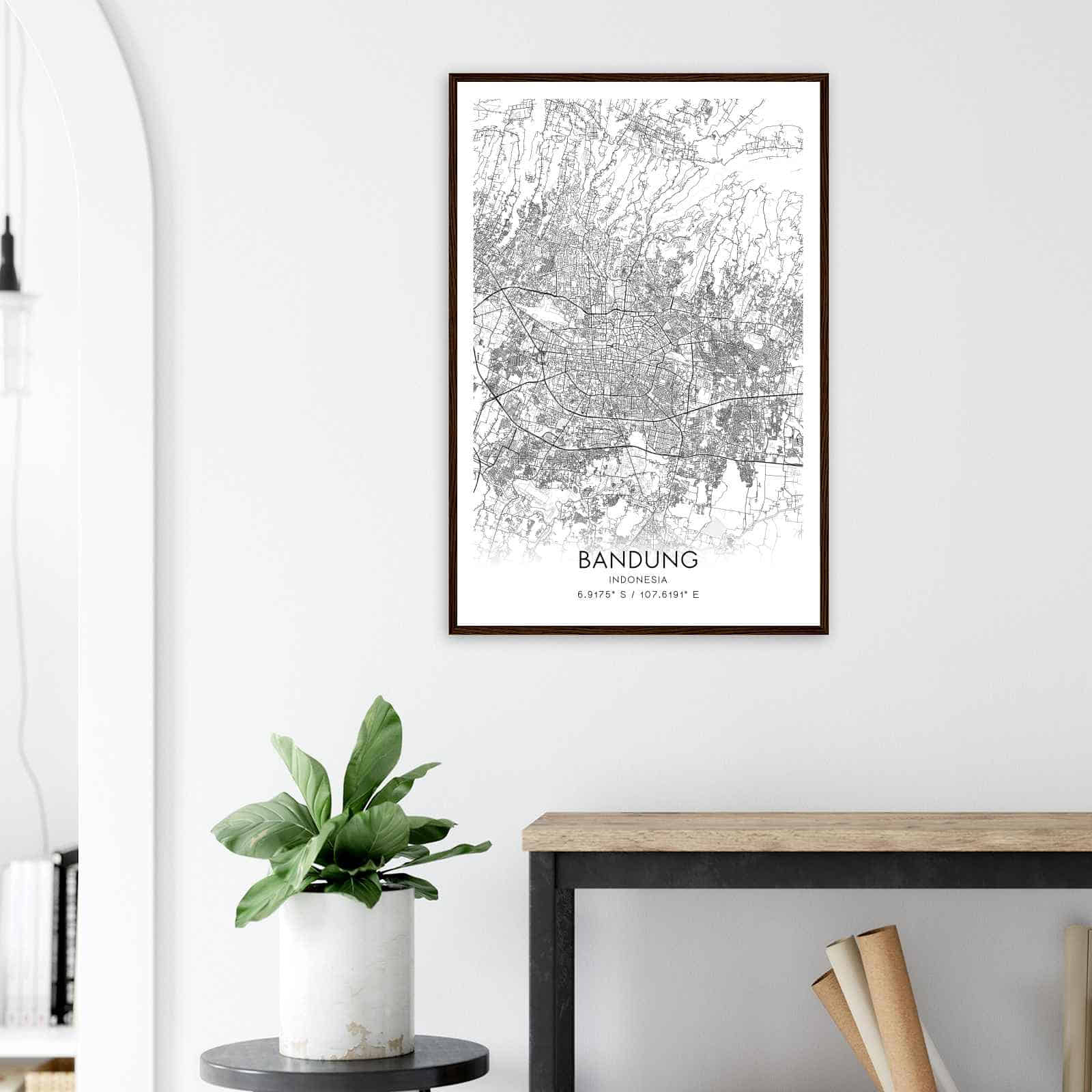 Bandung Indonesia Map Poster, Bandung City Road Wall Art Print - Custom ...