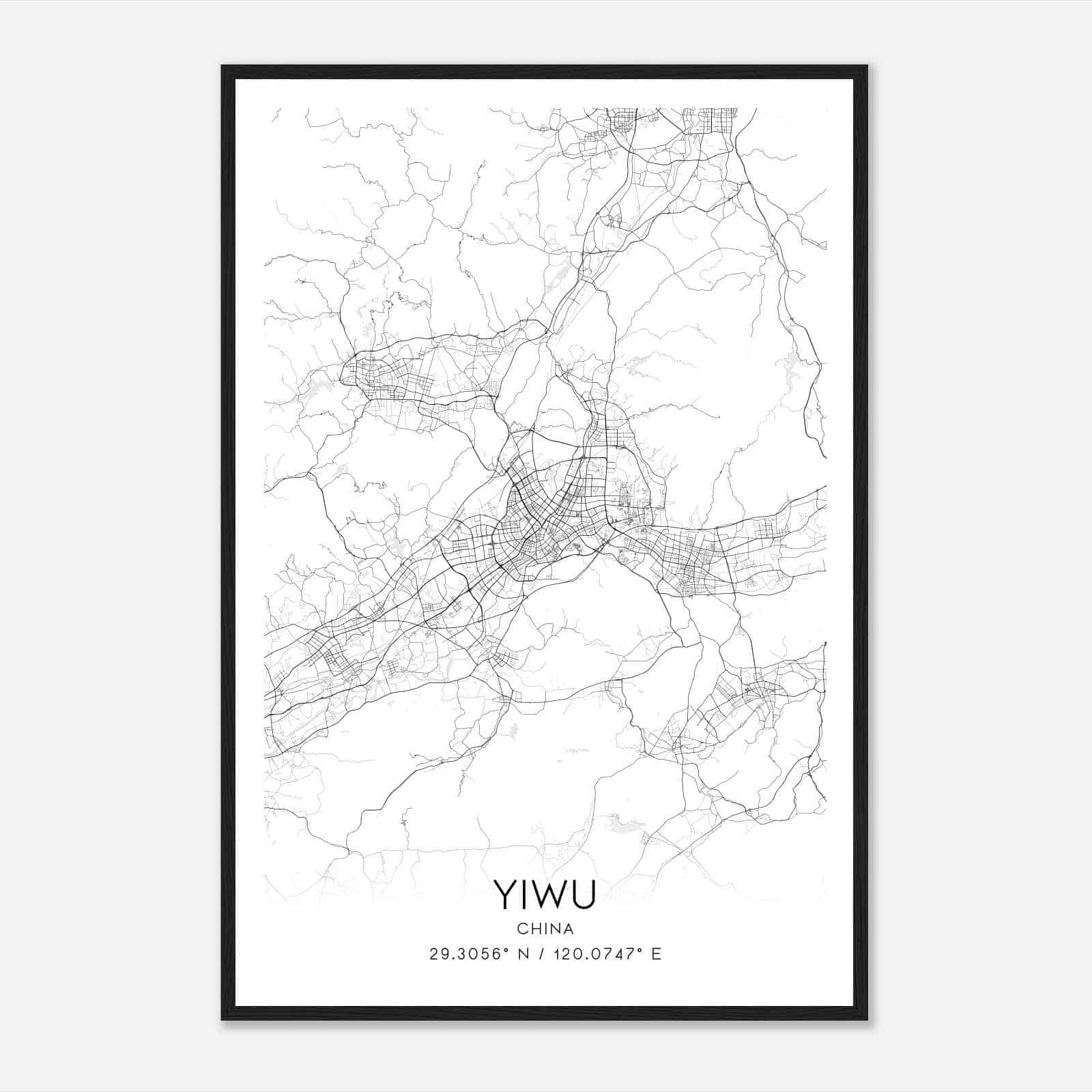 Yiwu China Map Poster, Yiwu City Road Wall Art Print - Custom Maps ...