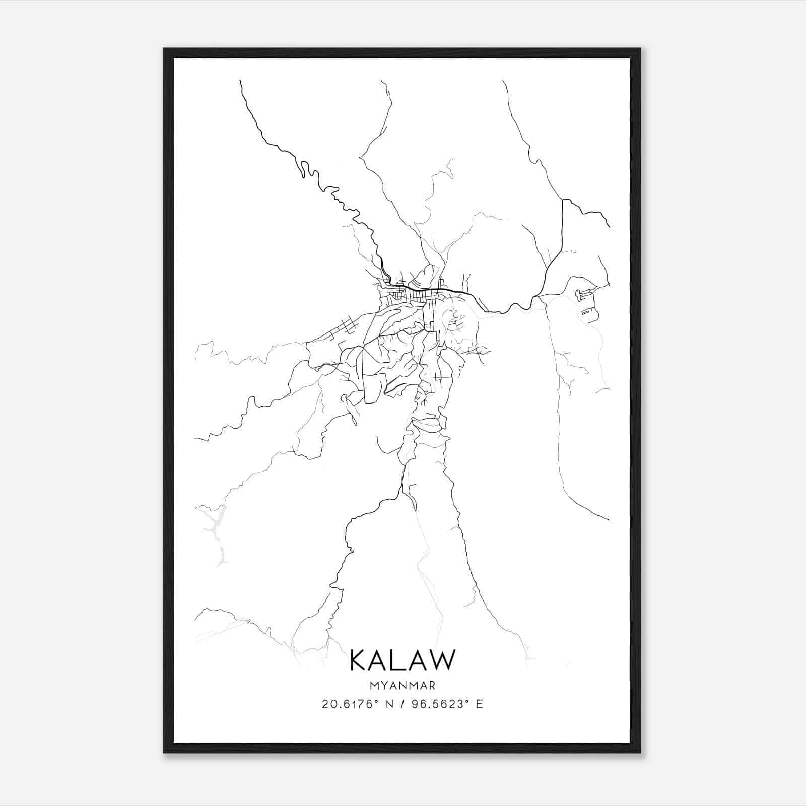 Kalaw Myanmar Map Poster, Kalaw City Road Wall Art Print - Custom Maps ...