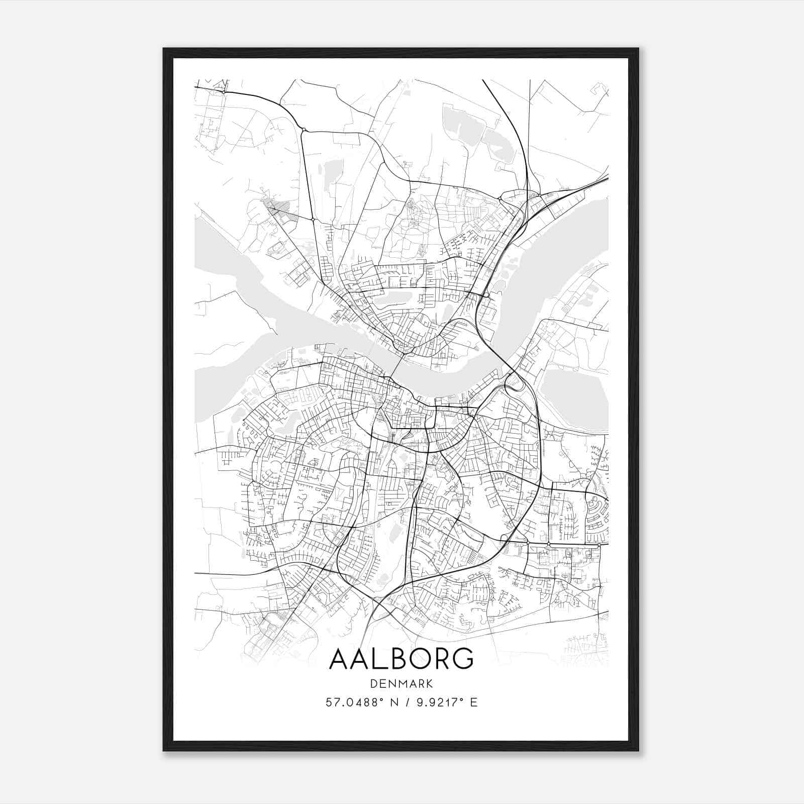 Aalborg Denmark Map Poster, Aalborg City Road Wall Art Print - Custom ...