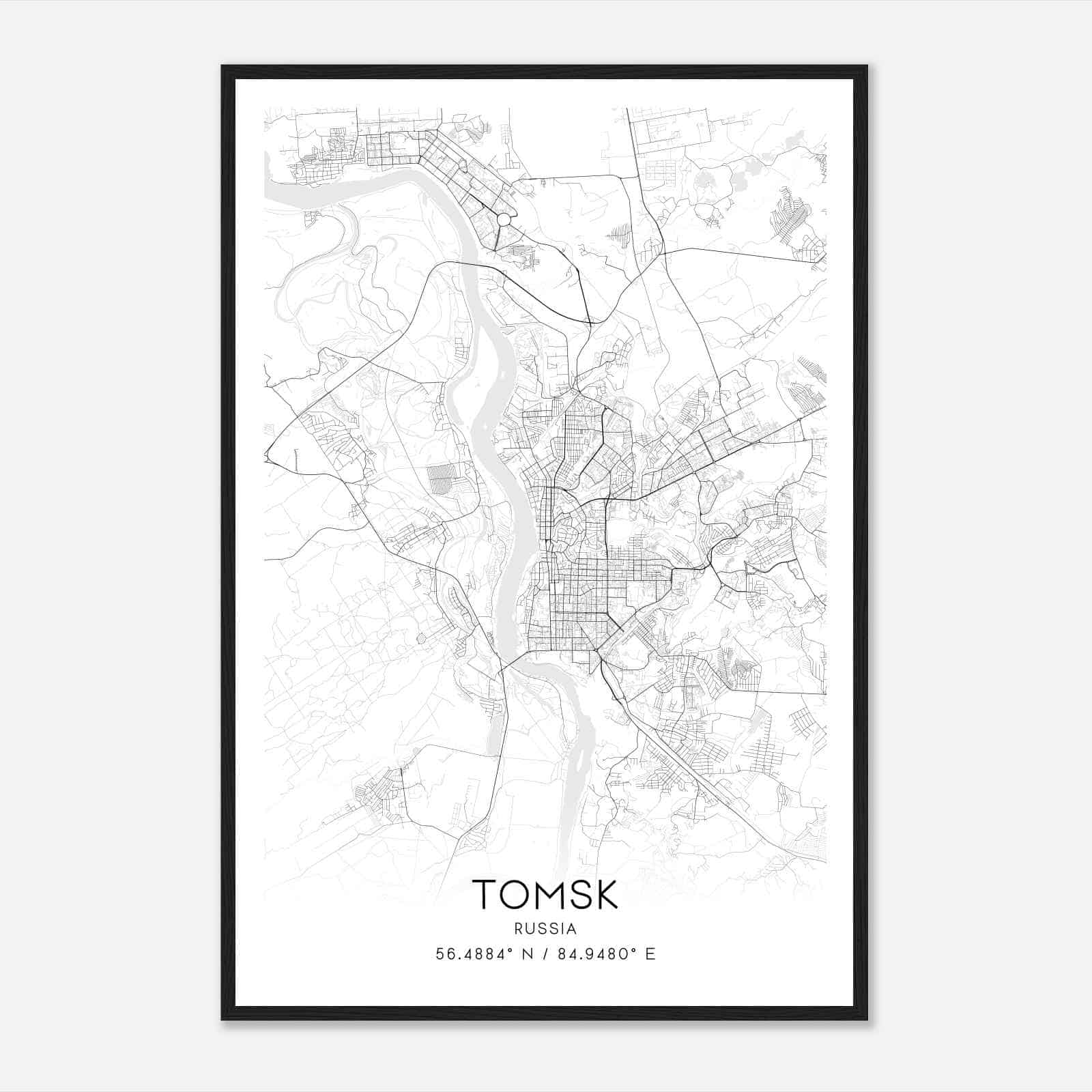Tomsk Russia Map Poster, Tomsk City Road Wall Art Print - Custom Maps ...