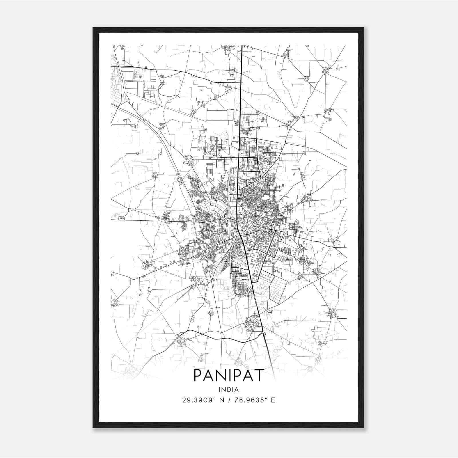 Panipat India Map Poster, Panipat City Road Wall Art Print - Custom ...