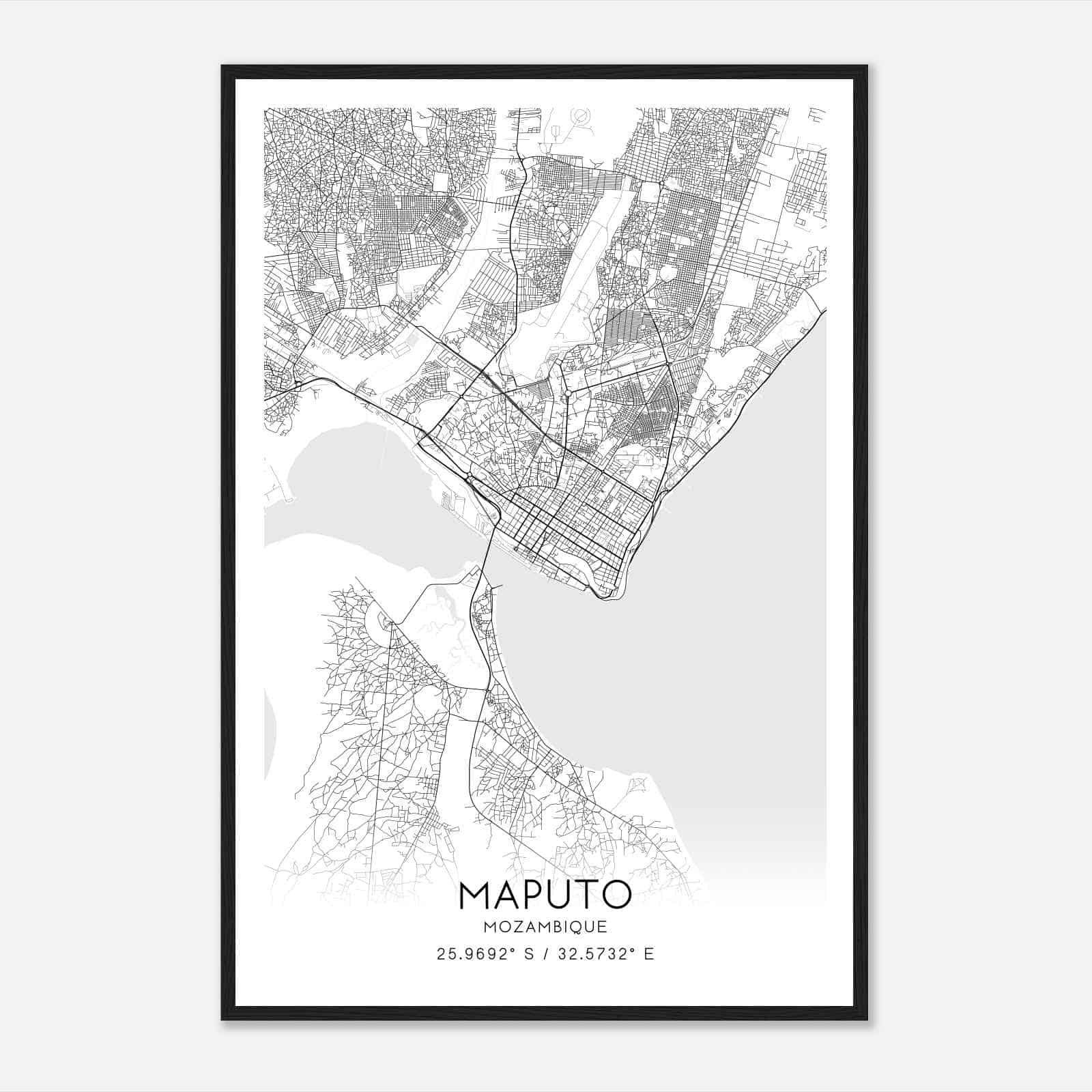 Maputo Mozambique Map Poster, Maputo City Road Wall Art Print - Custom ...