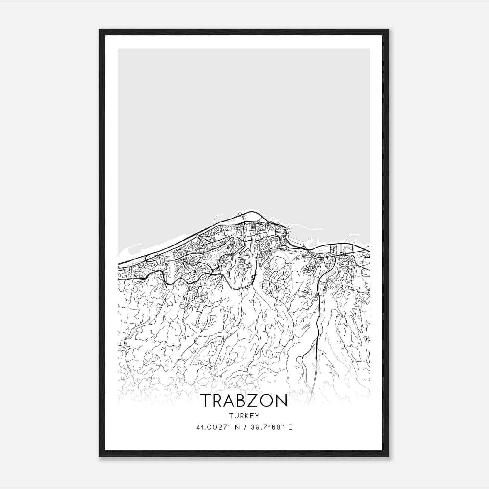 Trabzon Turkey Map Poster, Trabzon City Road Wall Art Print - Custom ...