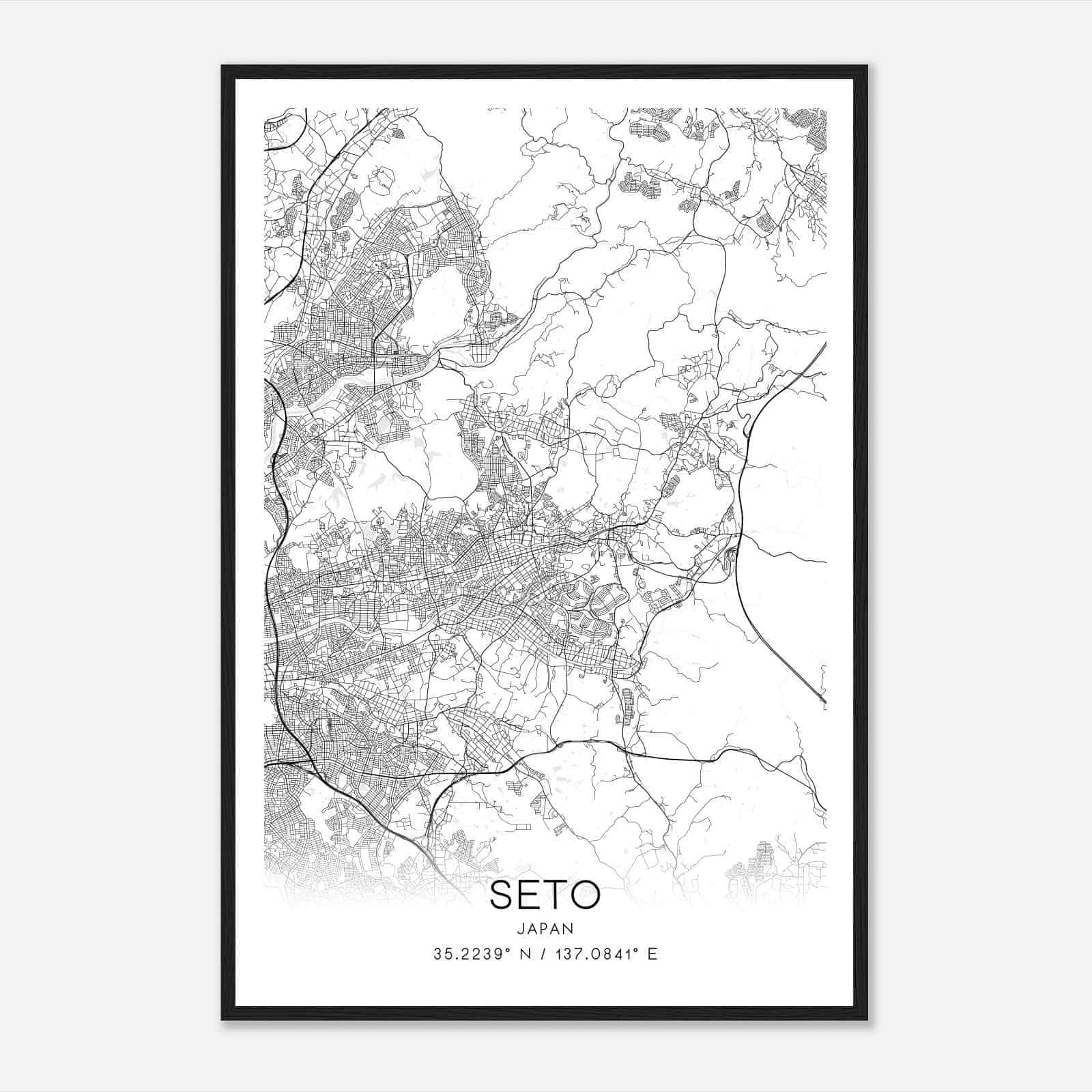Seto Japan Map Poster, Seto City Road Wall Art Print - Custom Maps ...