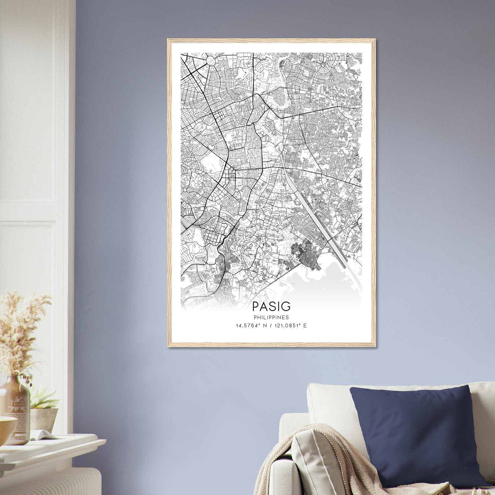 Pasig Philippines Map Poster, Pasig City Road Wall Art Print - Custom ...