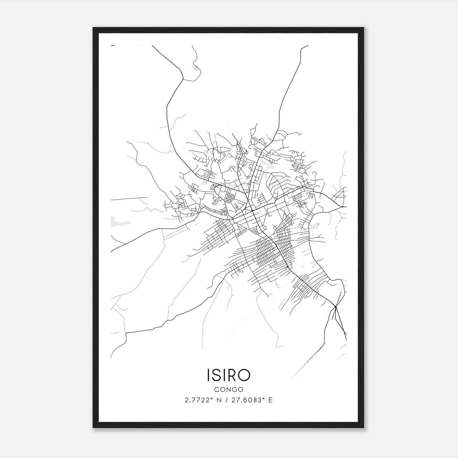 Isiro Congo Map Poster, Isiro City Road Wall Art Print - Custom Maps ...
