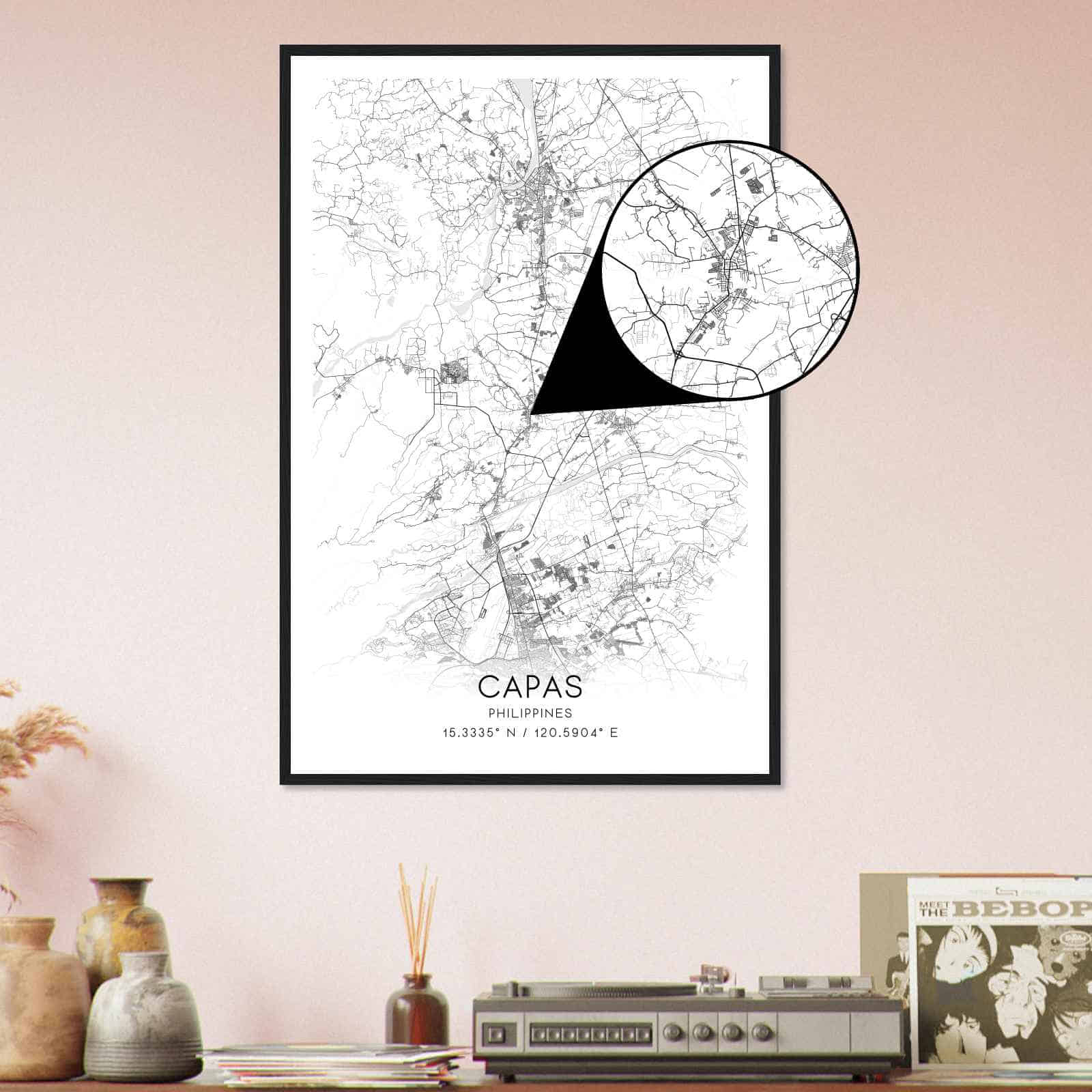 Capas Philippines Map Poster, Capas City Road Wall Art Print - Custom ...