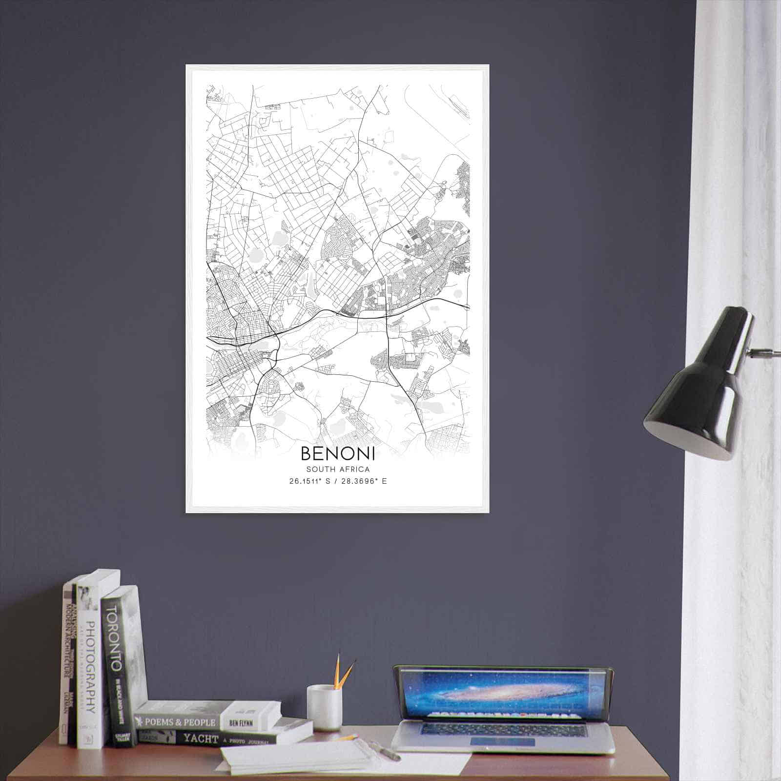 Benoni South Africa Map Poster, Benoni City Road Wall Art Print ...