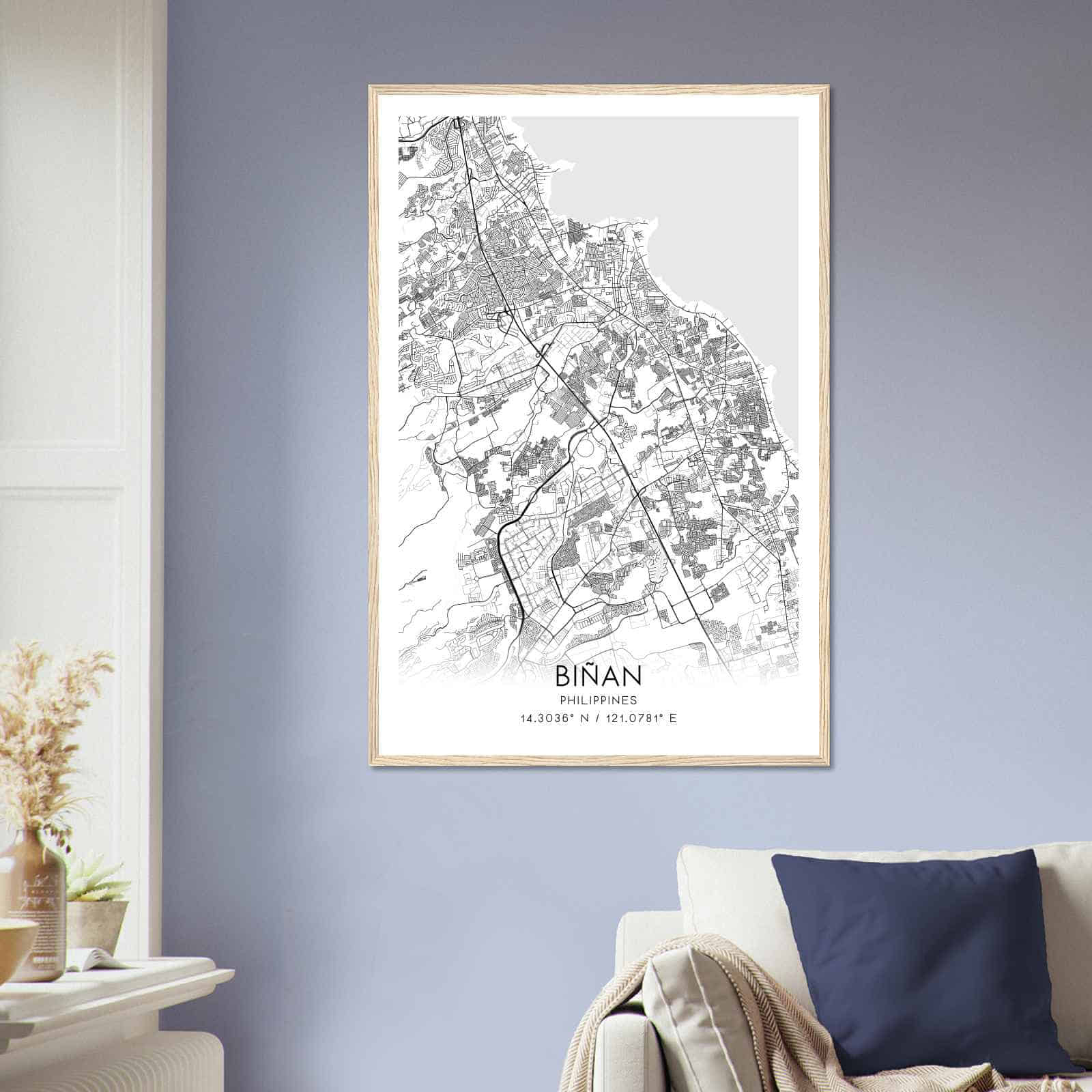 Binan Philippines Map Poster, Binan City Road Wall Art Print - Custom ...