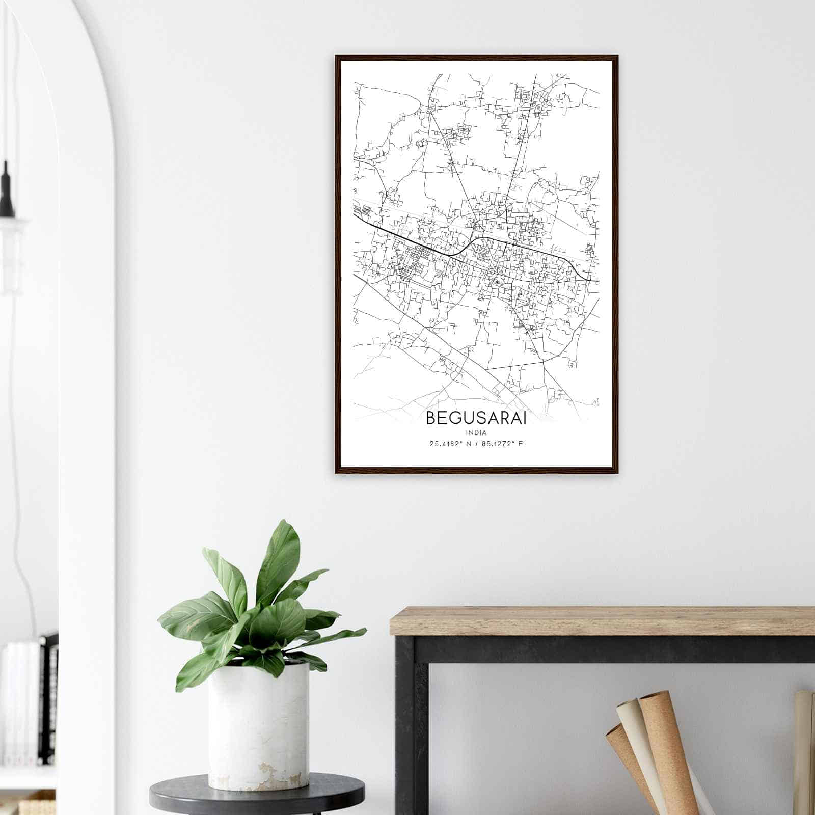 Begusarai India Map Poster, Begusarai City Road Wall Art Print - Custom ...