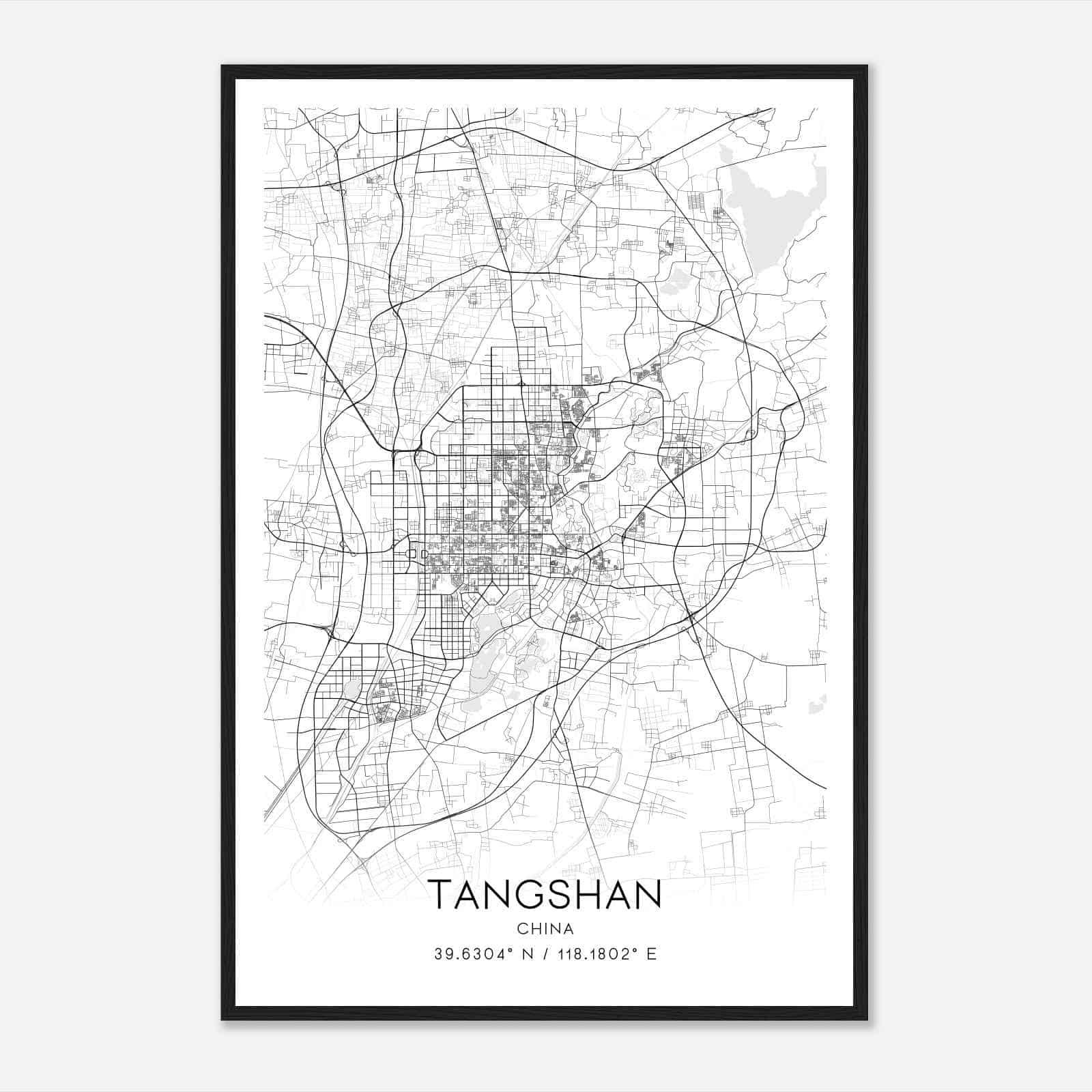 Tangshan China Map Poster, Tangshan City Road Wall Art Print - Custom ...