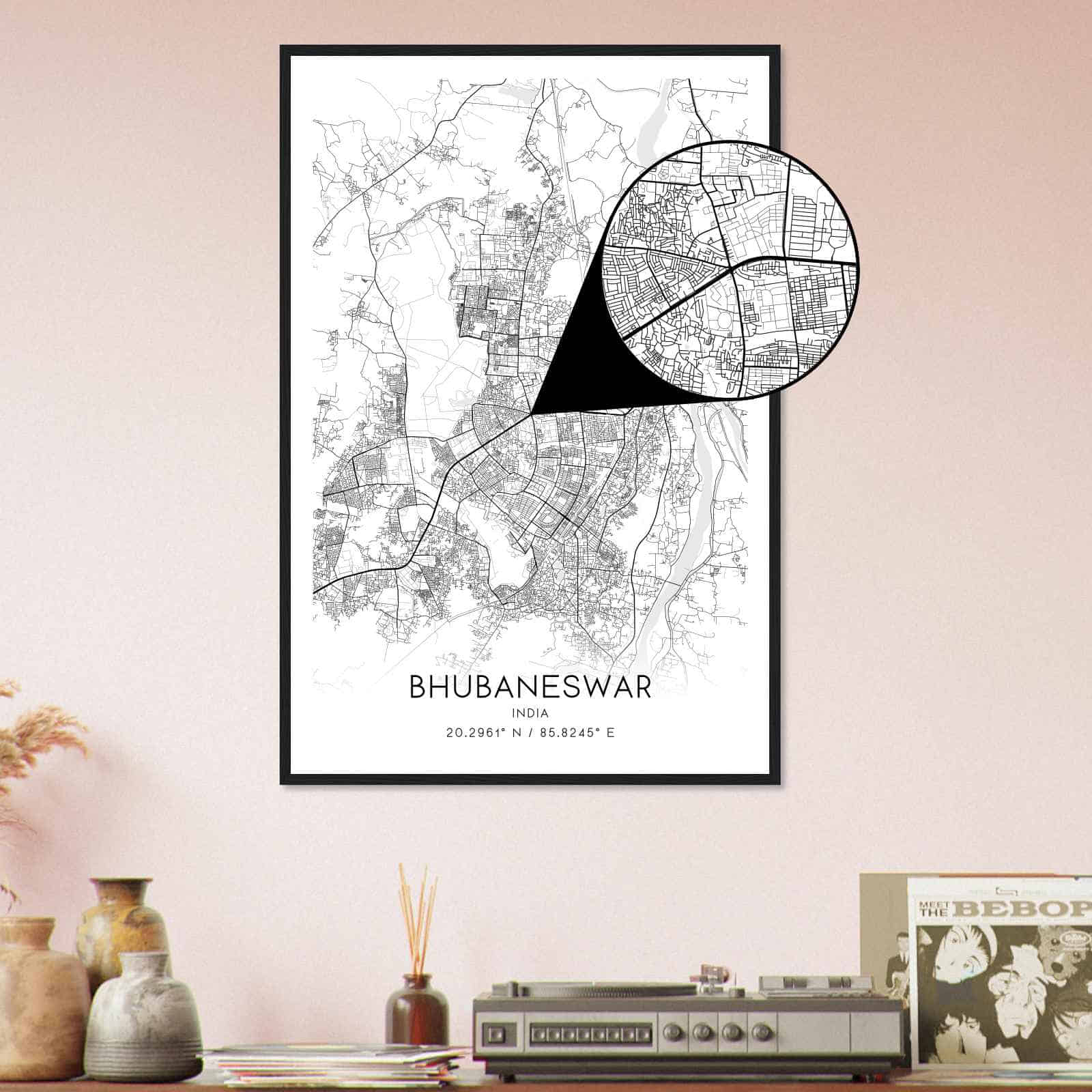 Bhubaneswar India Map Poster, Bhubaneswar City Road Wall Art Print ...