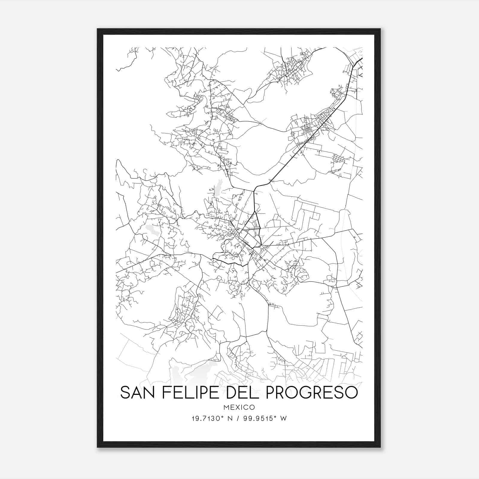 San Felipe del Progreso Mexico Map Poster, San Felipe del Progreso City ...
