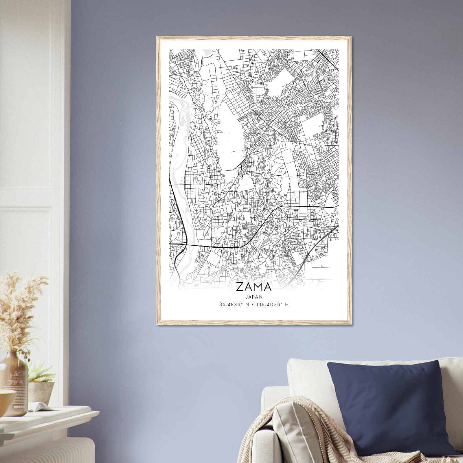 Zama Japan Map Poster, Zama City Road Wall Art Print - Custom Maps ...