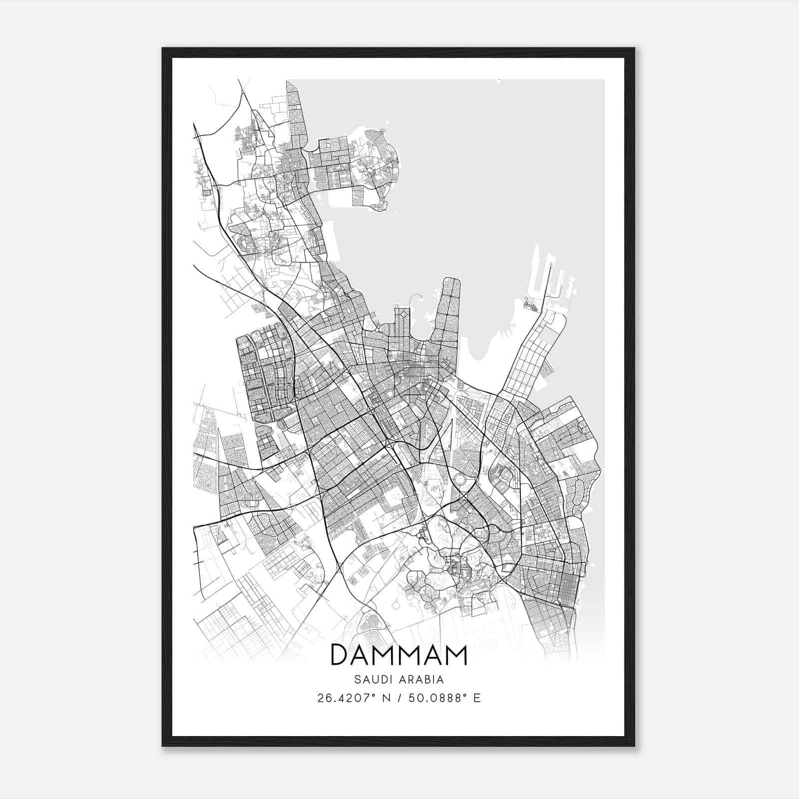 Dammam Saudi Arabia Map Poster, Dammam City Road Wall Art Print ...