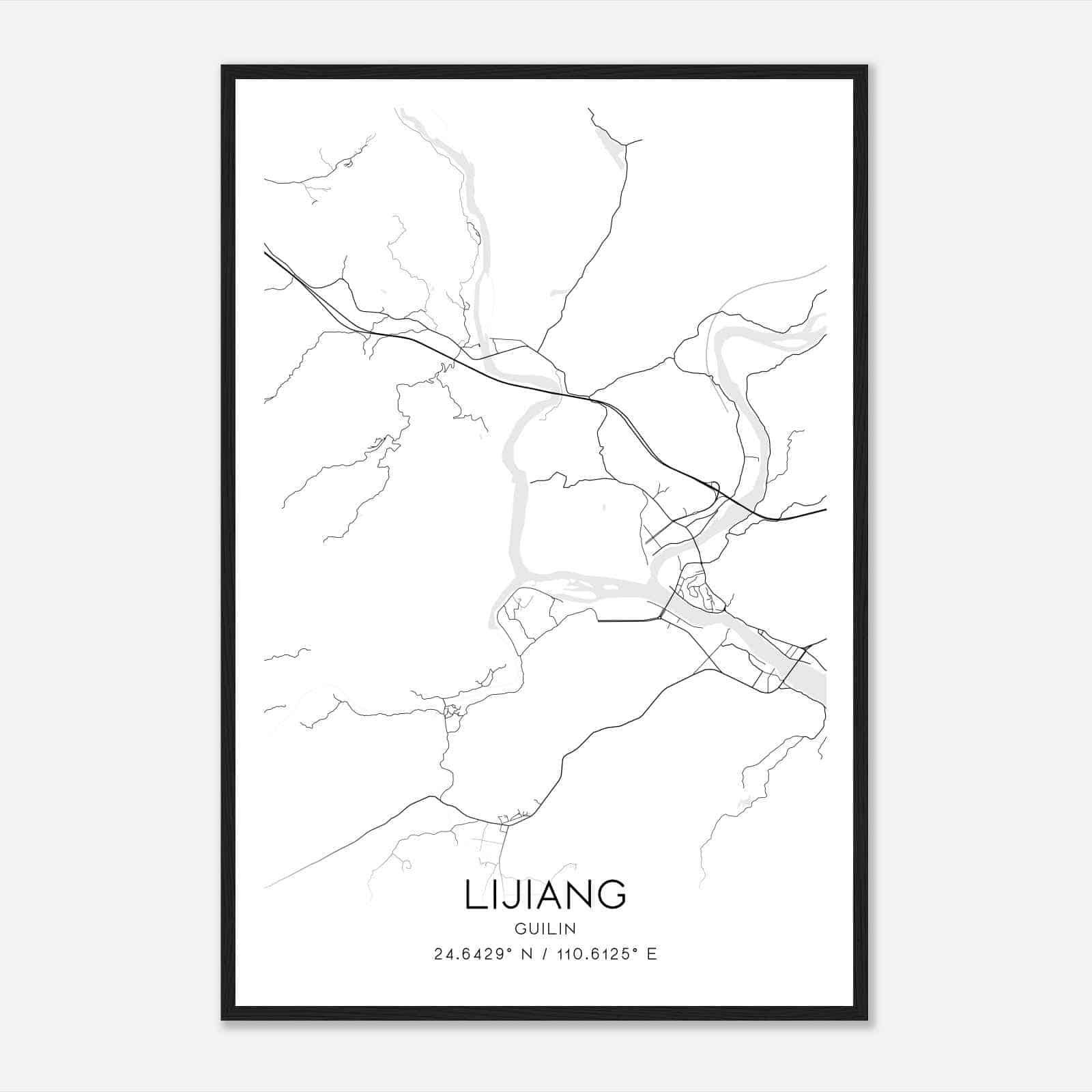 Lijiang Guilin Map Poster, Lijiang City Road Wall Art Print - Custom ...