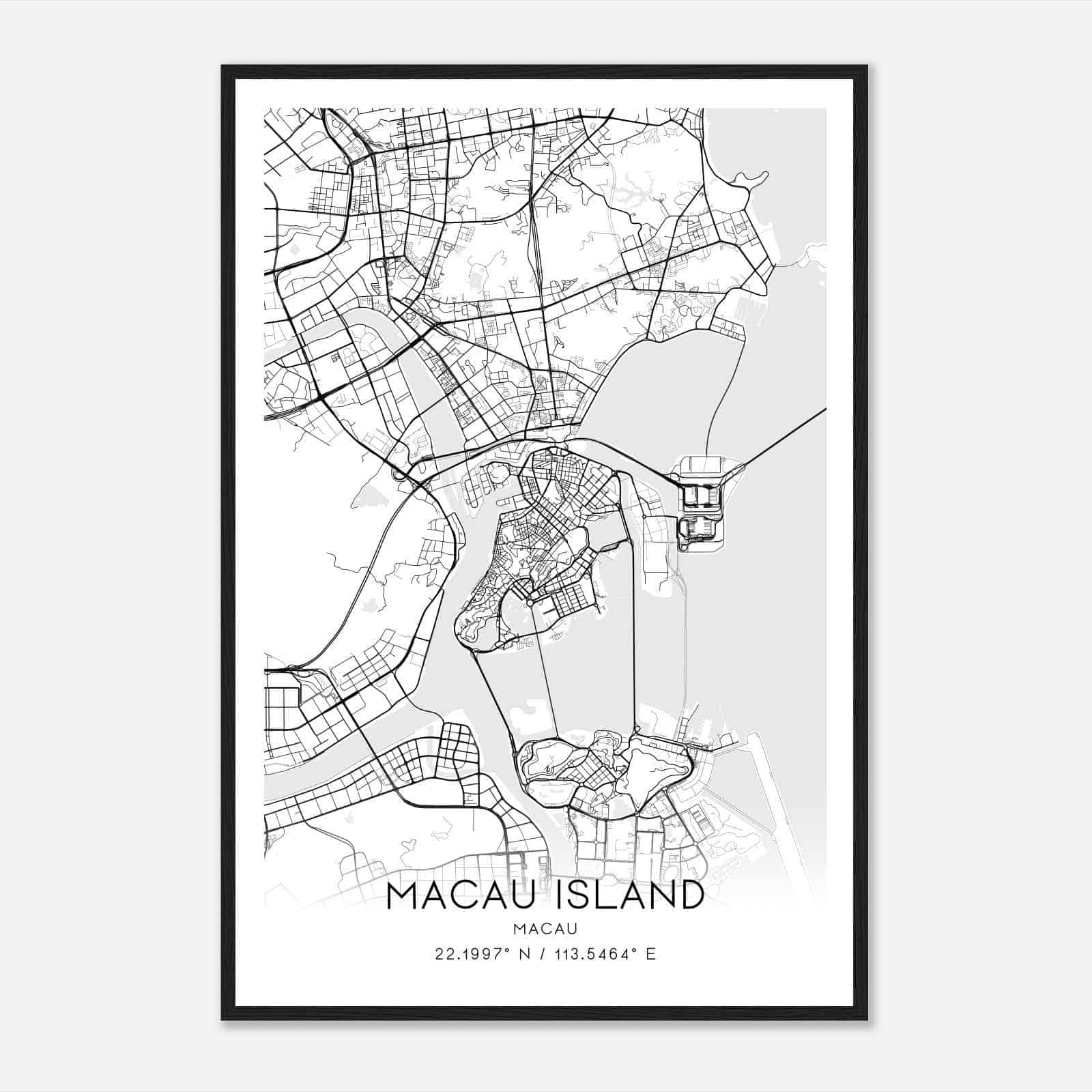Macau Island Macau Map Poster, Macau Island City Road Wall Art Print ...