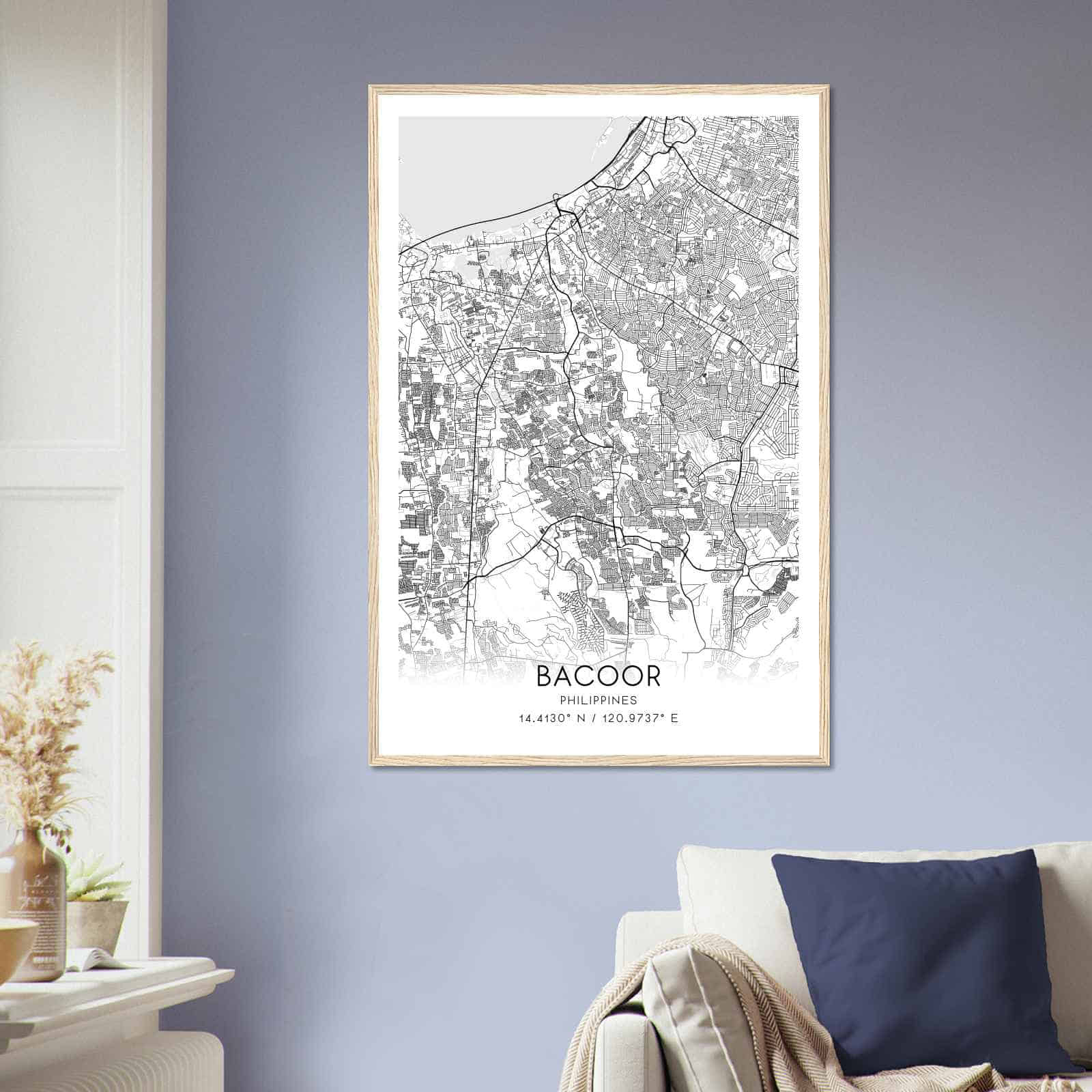 Bacoor Philippines Map Poster, Bacoor City Road Wall Art Print - Custom ...