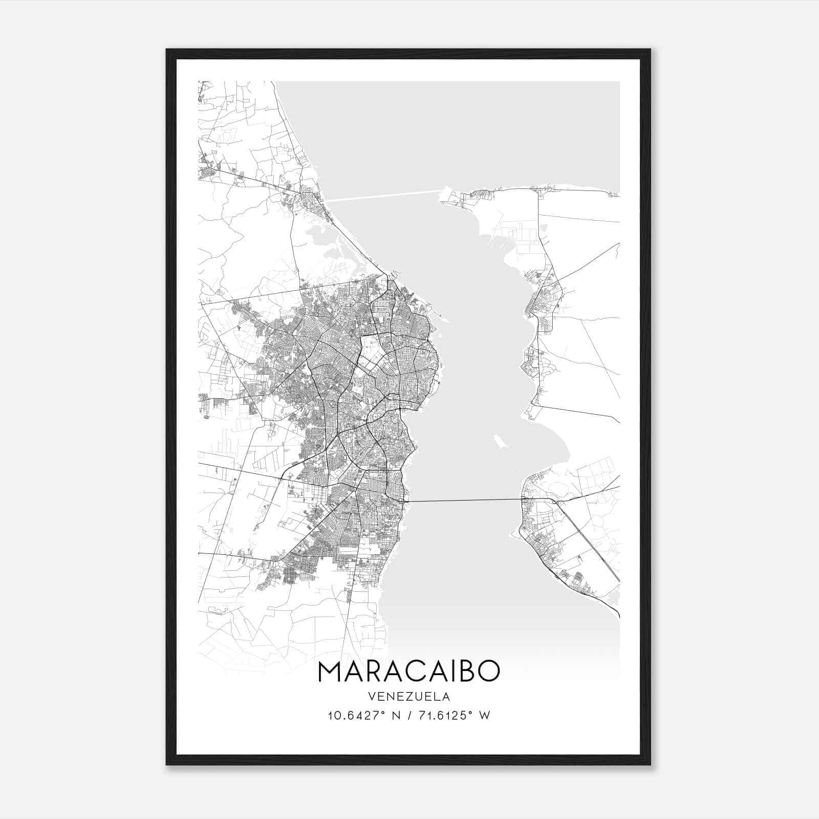Maracaibo Venezuela Map Poster, Maracaibo City Road Wall Art Print ...