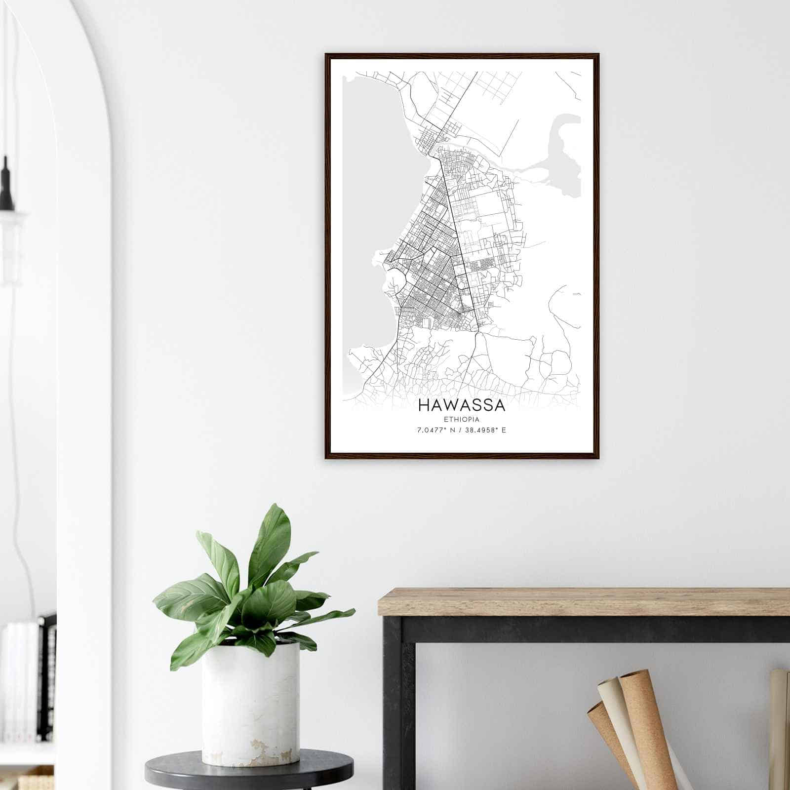 Hawassa Ethiopia Map Poster, Hawassa City Road Wall Art Print - Custom ...