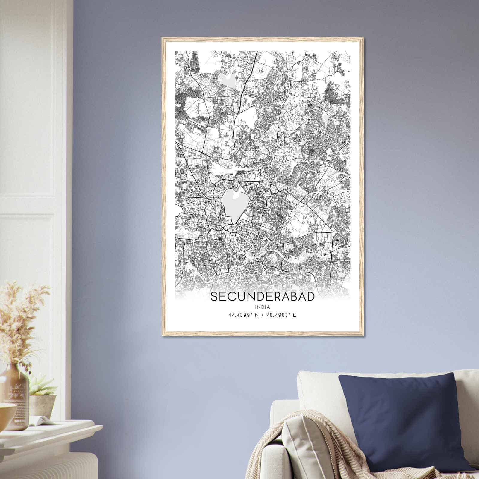 Secunderabad India Map Poster, Secunderabad City Road Wall Art Print ...