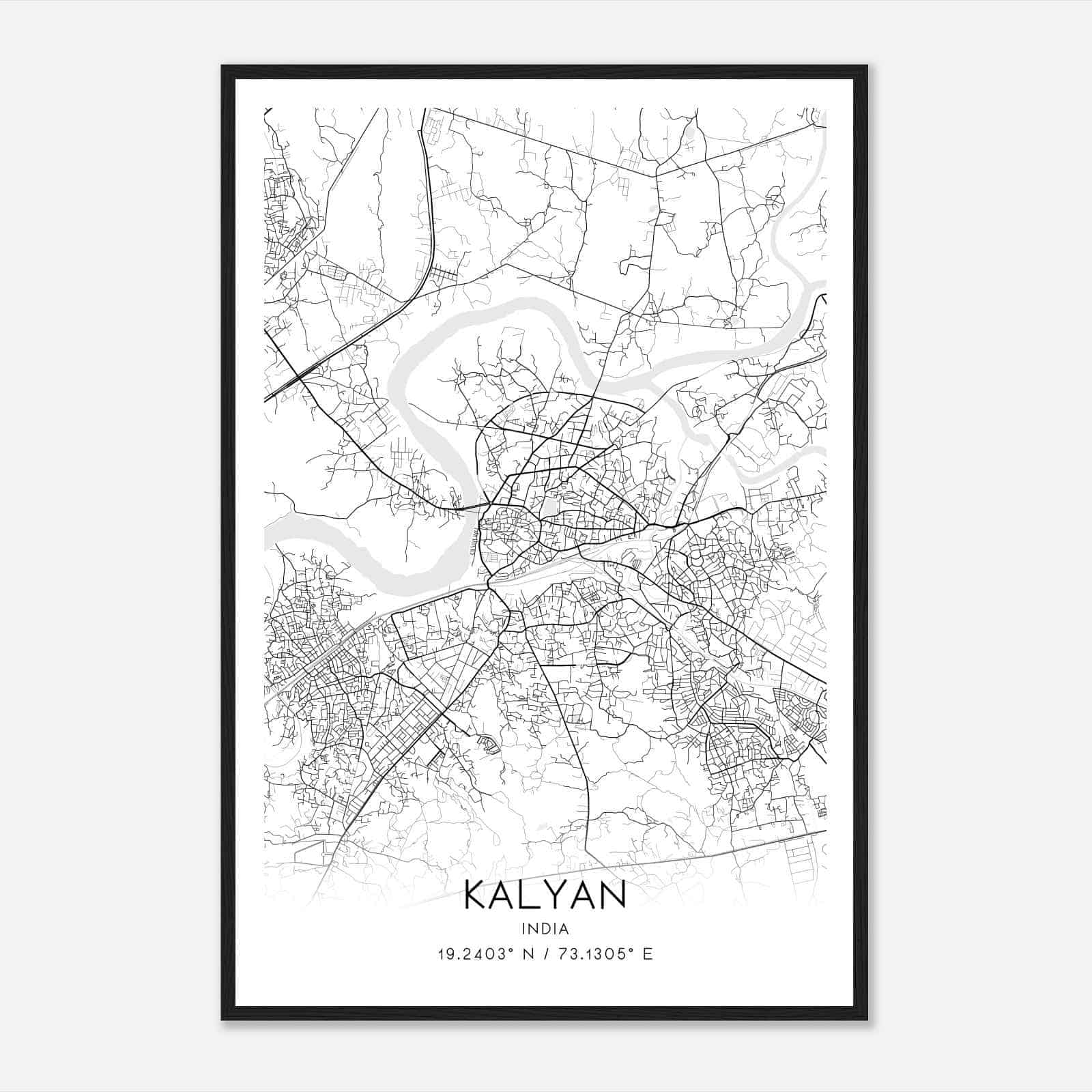 Kalyan India Map Poster, Kalyan City Road Wall Art Print - Custom Maps ...