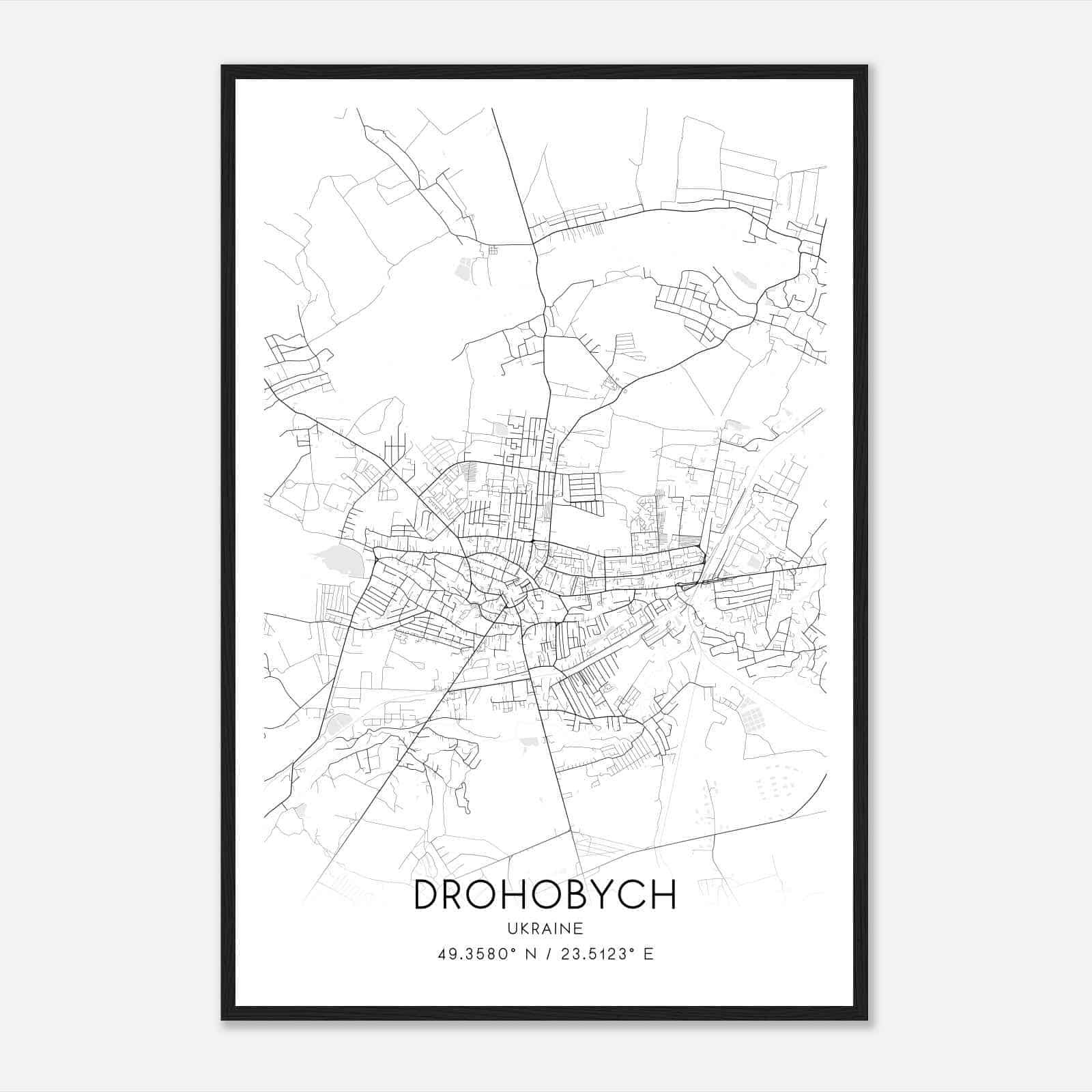 Drohobych Ukraine Map Poster, Drohobych City Road Wall Art Print ...