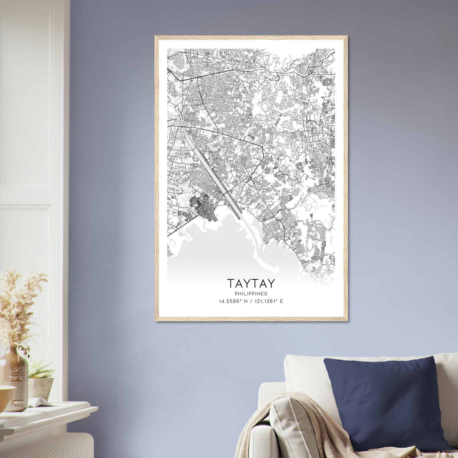 Taytay Philippines Map Poster, Taytay City Road Wall Art Print - Custom ...