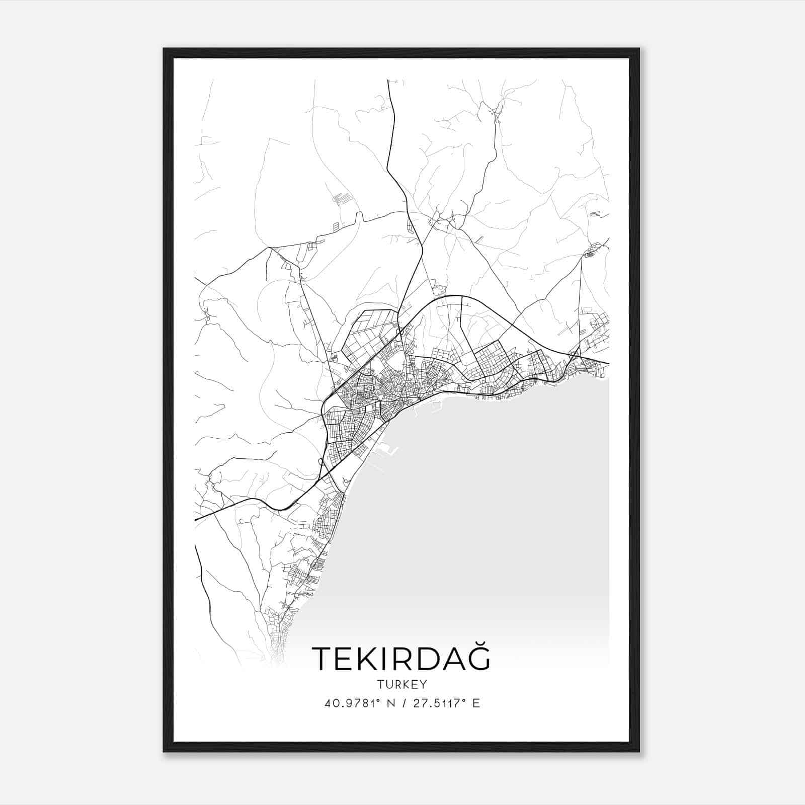 Tekirdag Turkey Map Poster, Tekirdag City Road Wall Art Print - Custom ...