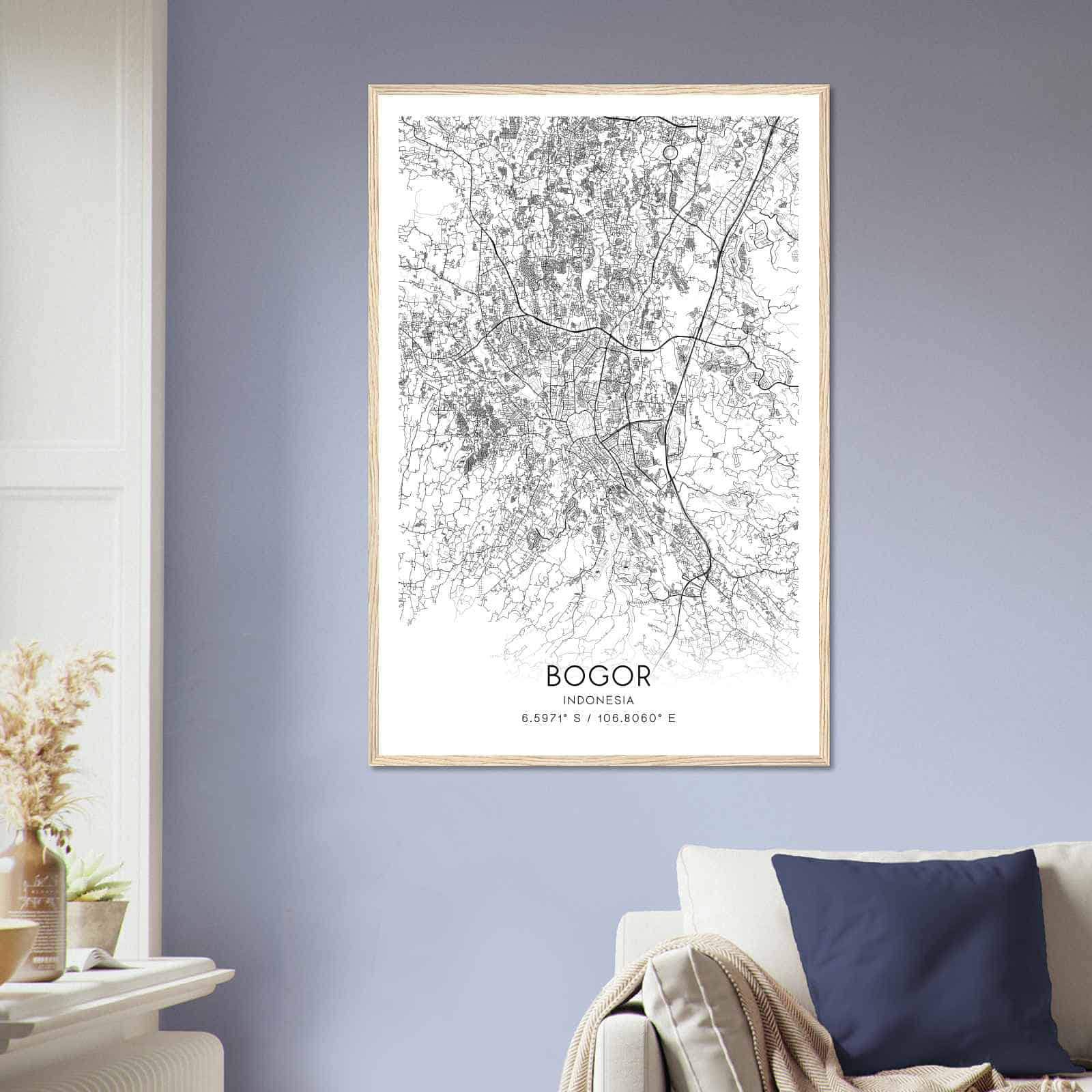 Bogor Indonesia Map Poster, Bogor City Road Wall Art Print - Custom ...