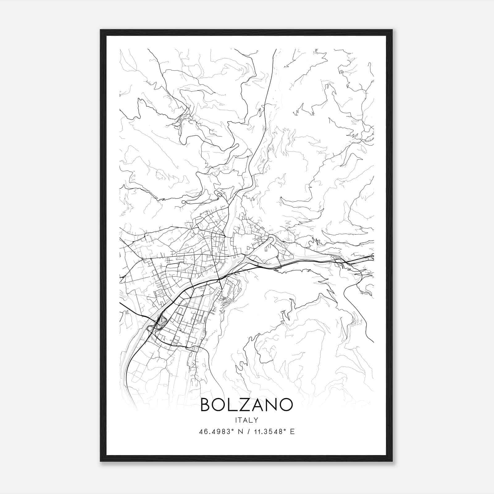 Bolzano Italy Map Poster, Bolzano City Road Wall Art Print - Custom ...