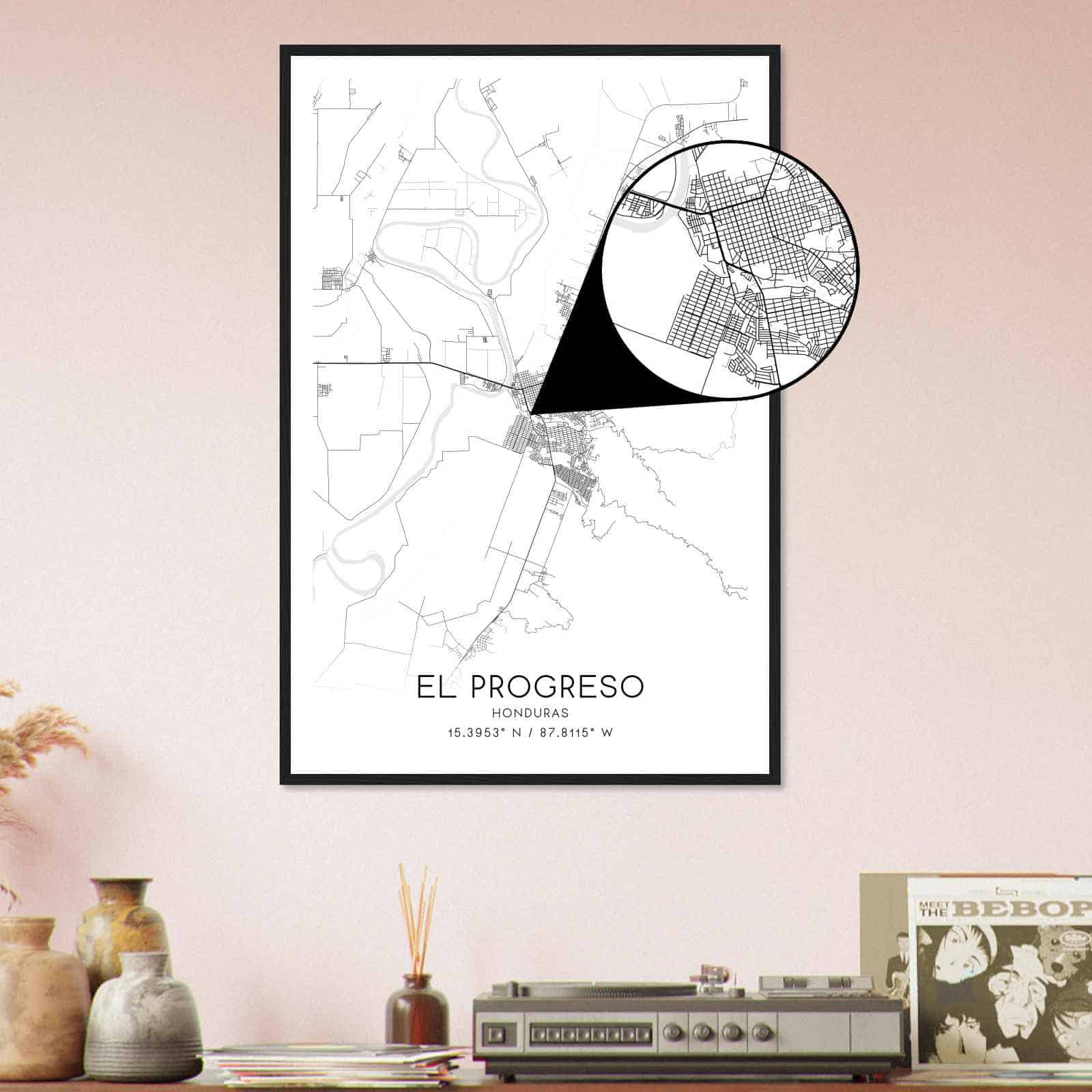 El Progreso Honduras Map Poster, El Progreso City Road Wall Art Print ...
