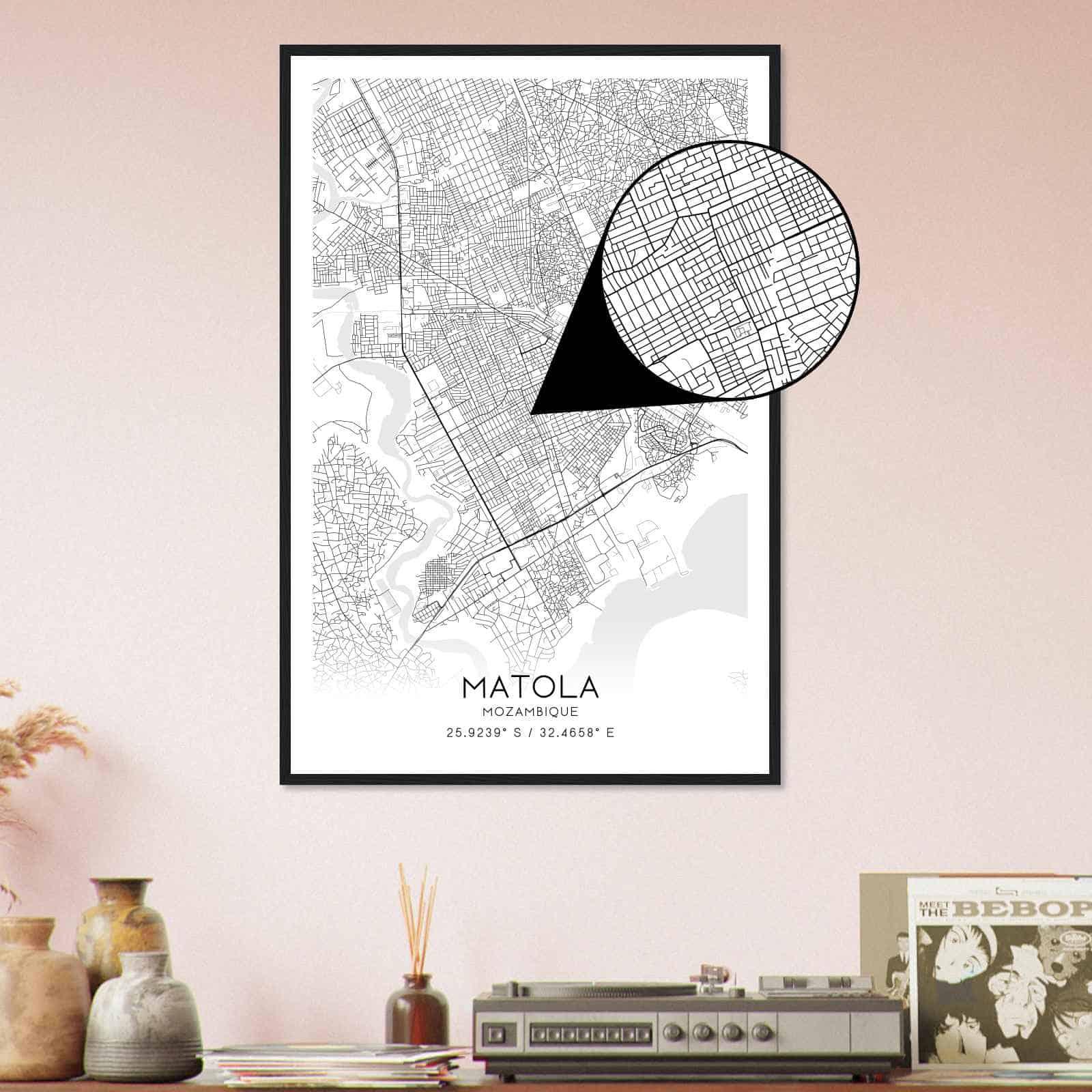 Matola Mozambique Map Poster, Matola City Road Wall Art Print - Custom ...