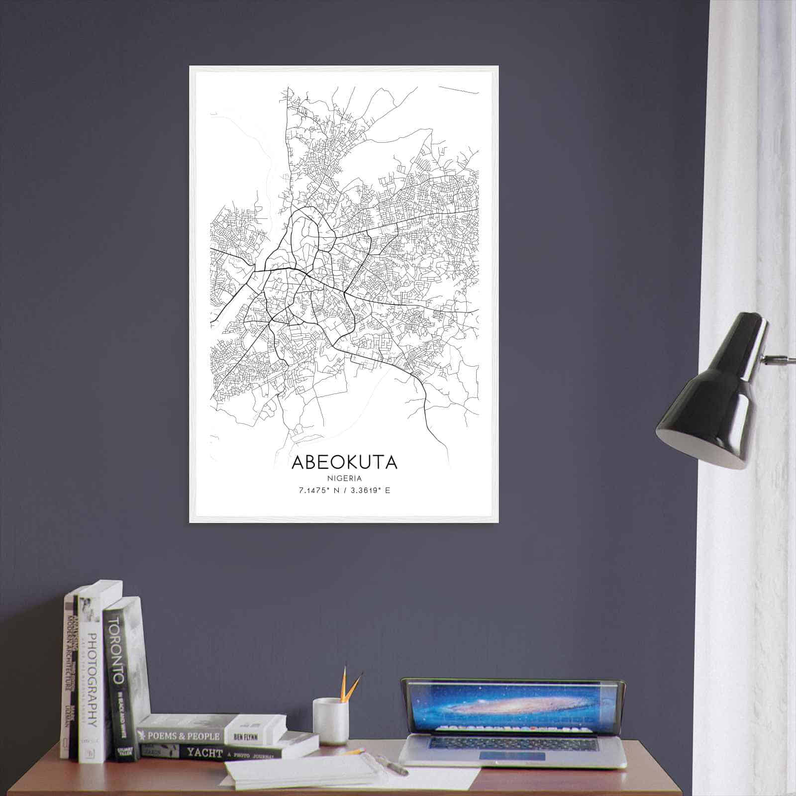 Abeokuta Nigeria Map Poster, Abeokuta City Road Wall Art Print - Custom ...